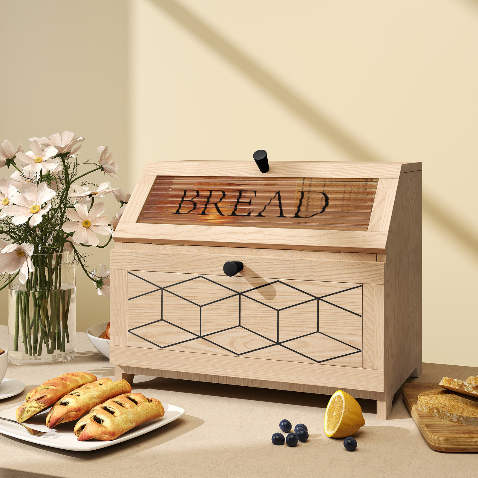 Latitude Run® Geometric Pattern Bread Box - Stylish Storage Solution ...