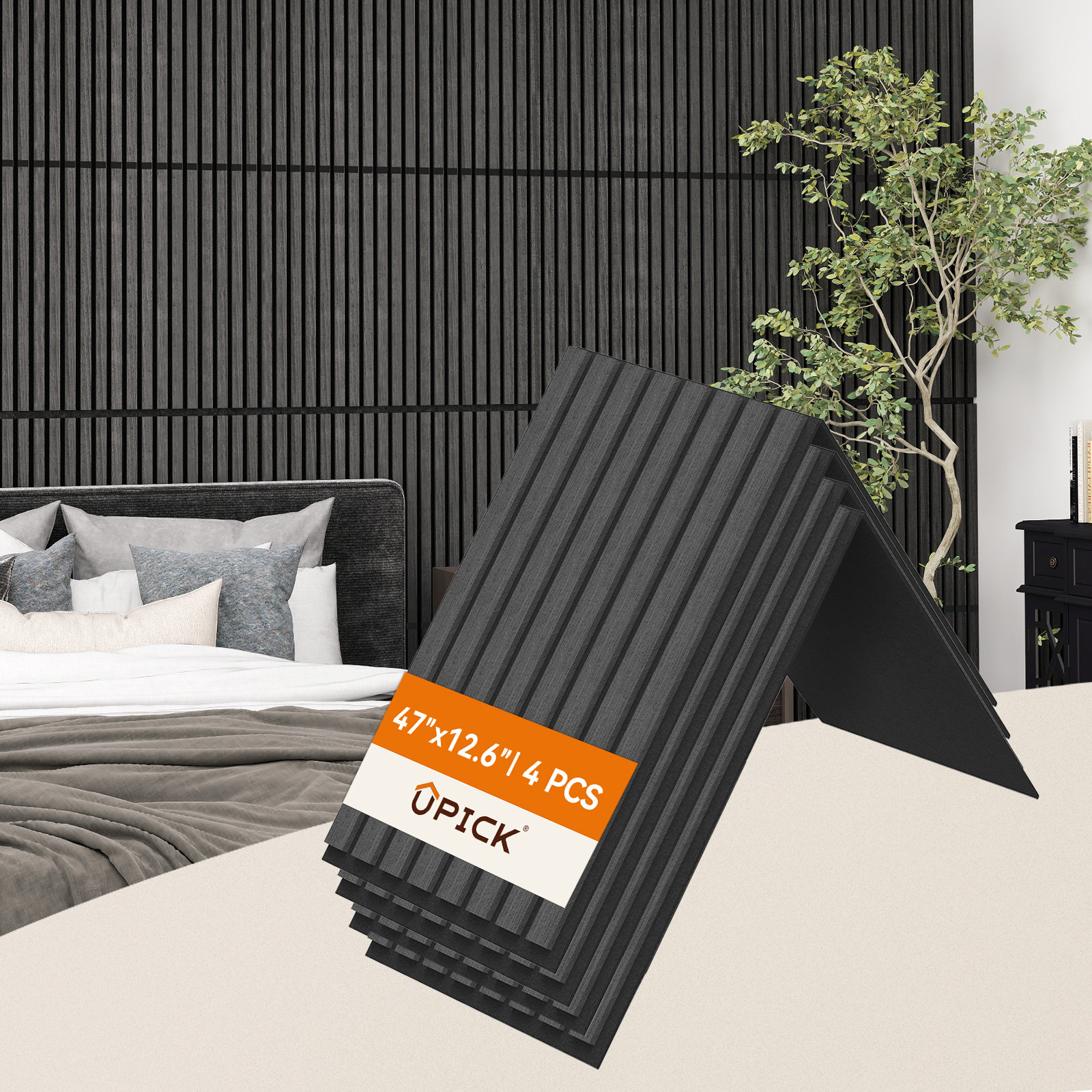 Upick 4-Pack Inch Foldable MDF Acoustic Wall Panels - Sound Absorbing ...