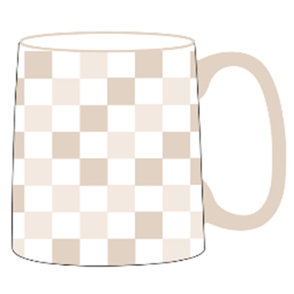 TSS White Label Bella Neutral Check Coffee Mug | Wayfair