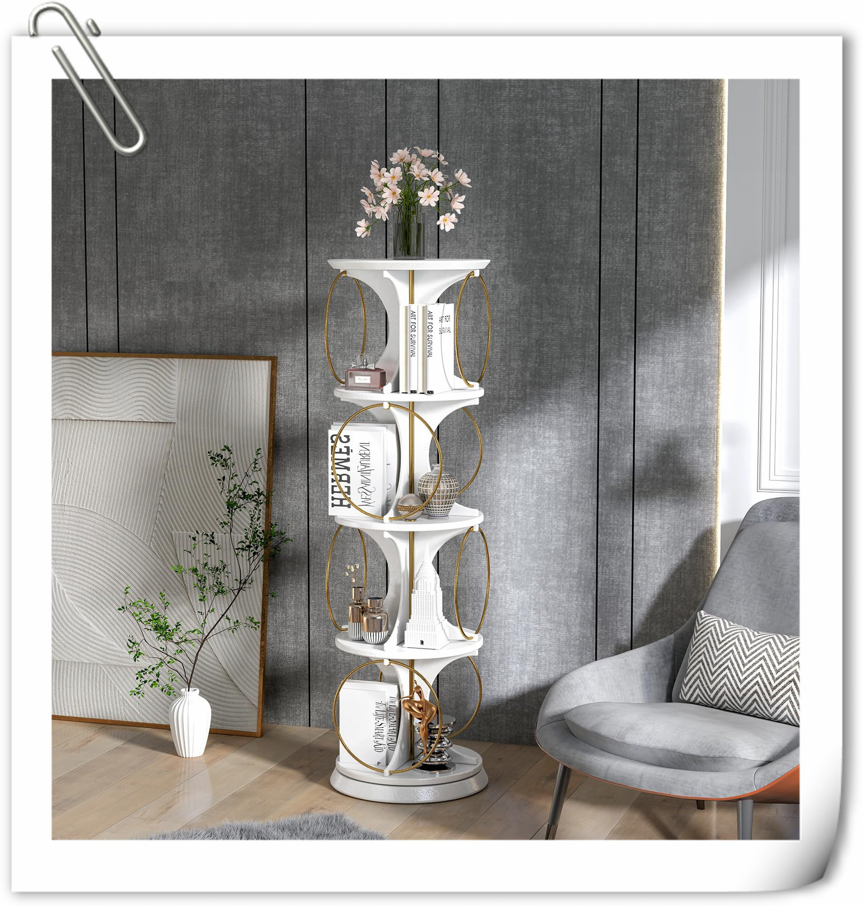 Mercer41 Solid Wood Rotating Bookshelf, 360-Degree Display Corner ...