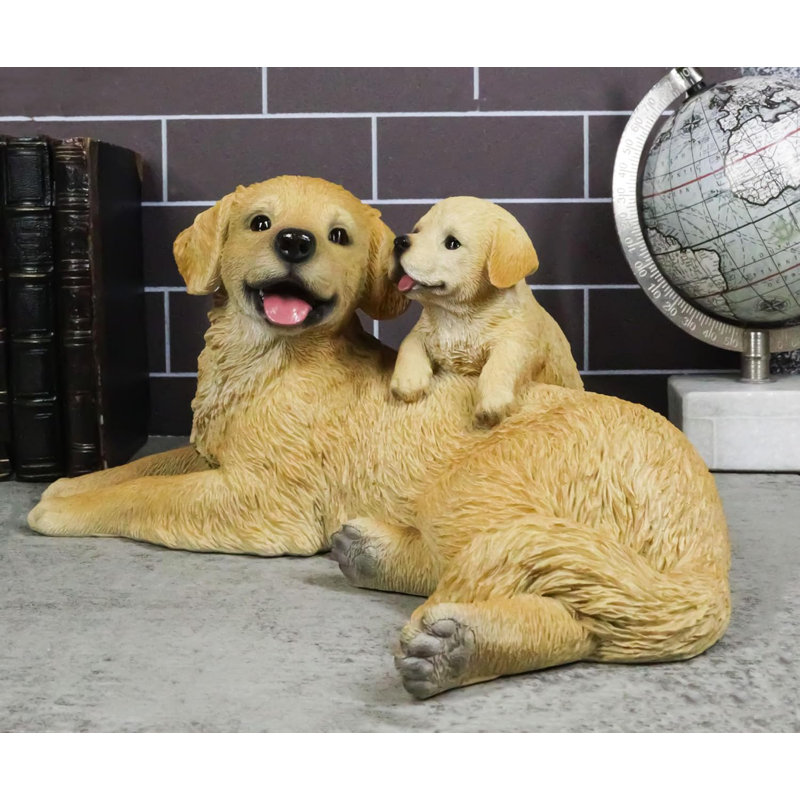 Lark Manor Realistic Golden Retriever Mother Cuddling With Puppy Canine ...