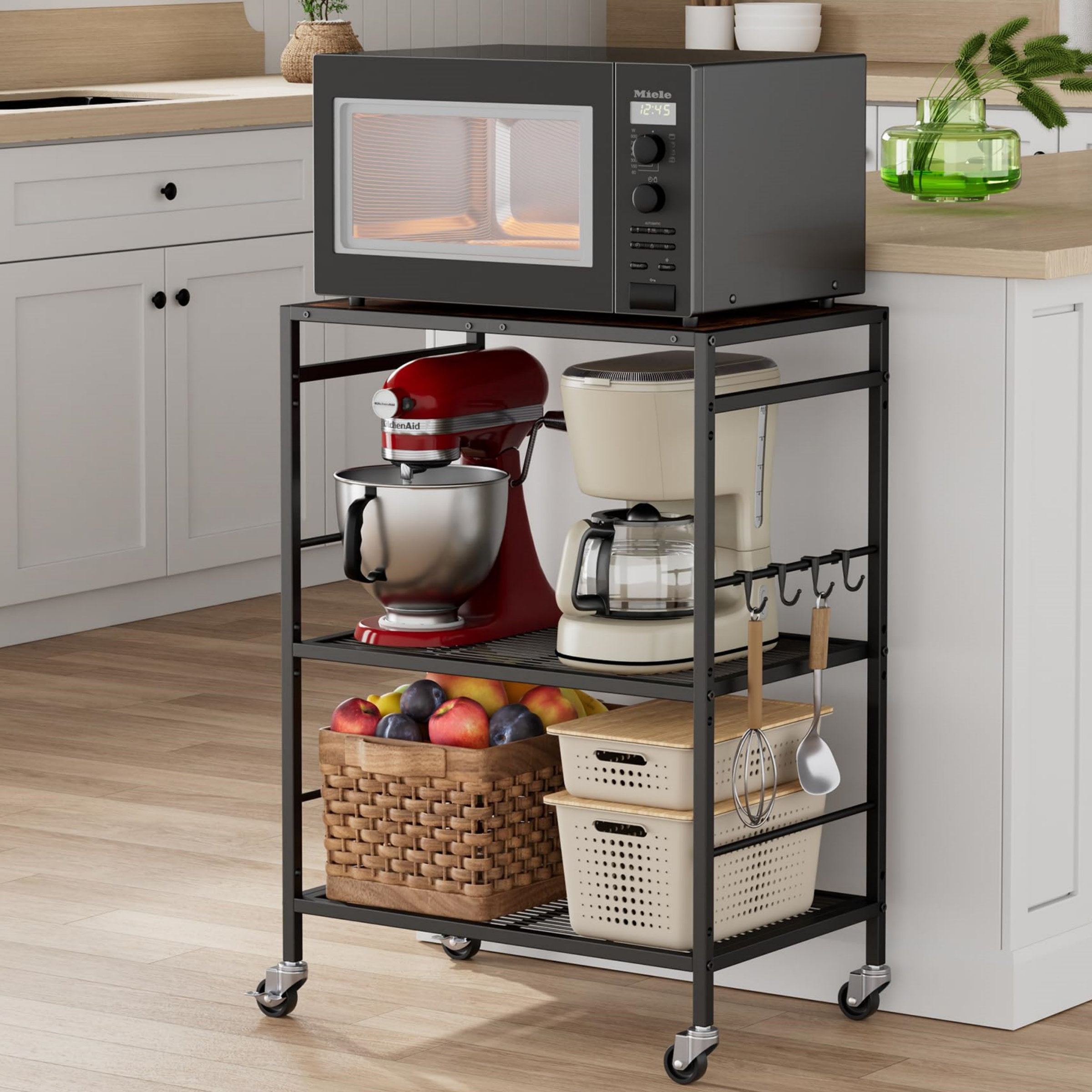 FYNOLI 3-Tier Kitchen Cart with Adjustable Shelves | Wayfair