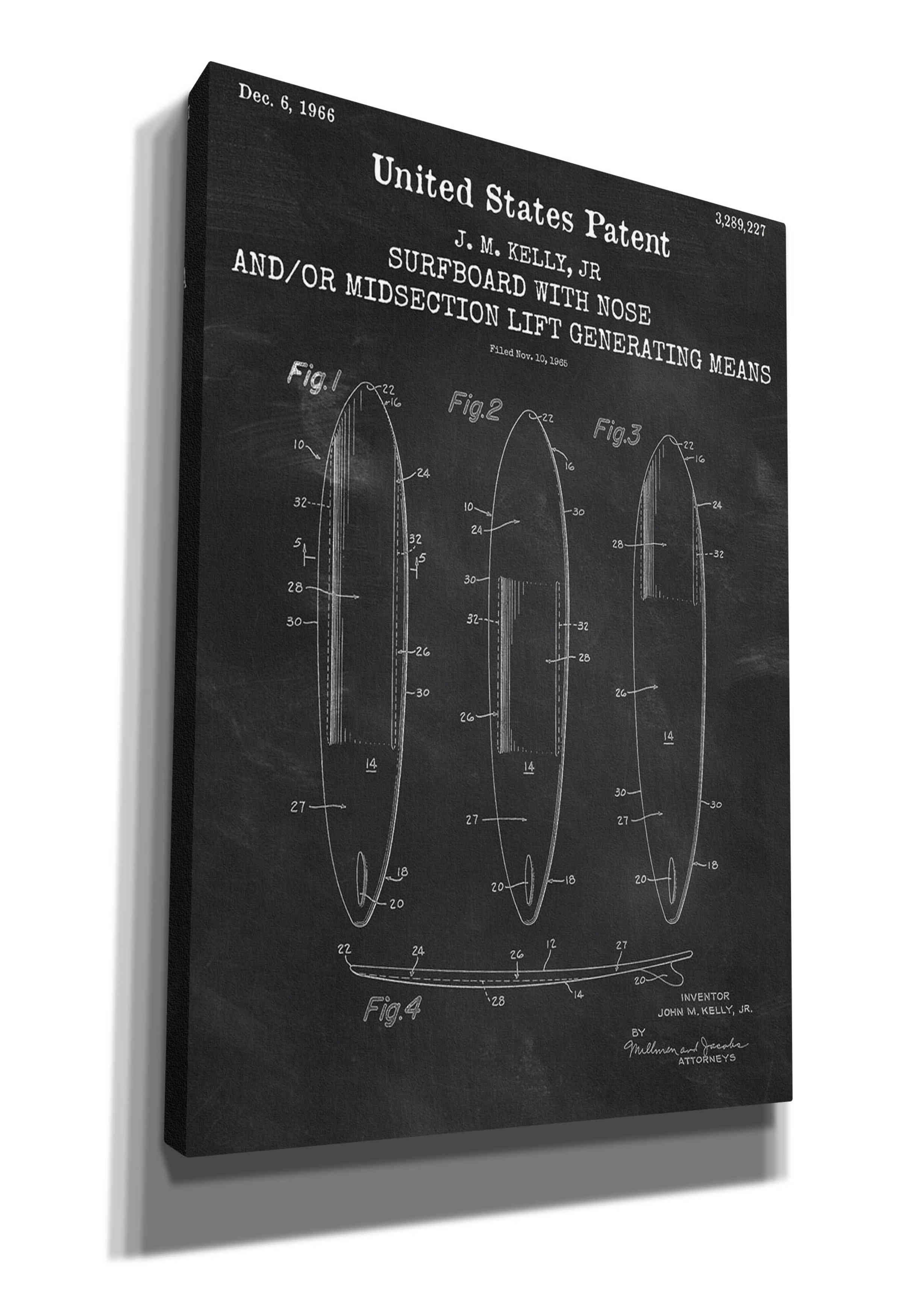 Williston Forge ''Surfboard With Nose Blueprint Patent Chalkboard ...
