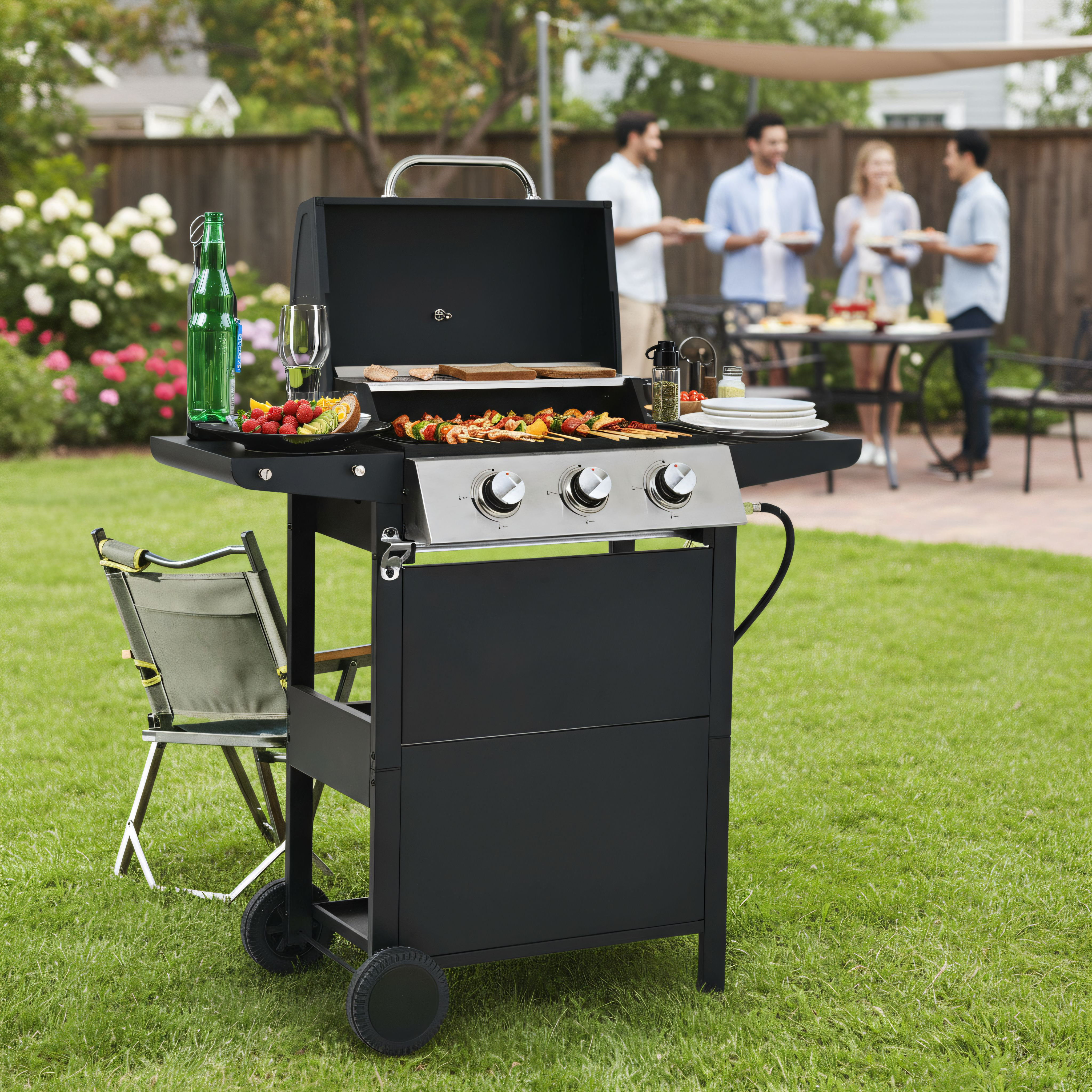 HENANCHANGHOU This Stainless Steel Three-burner Propane Gas Grill Comes ...