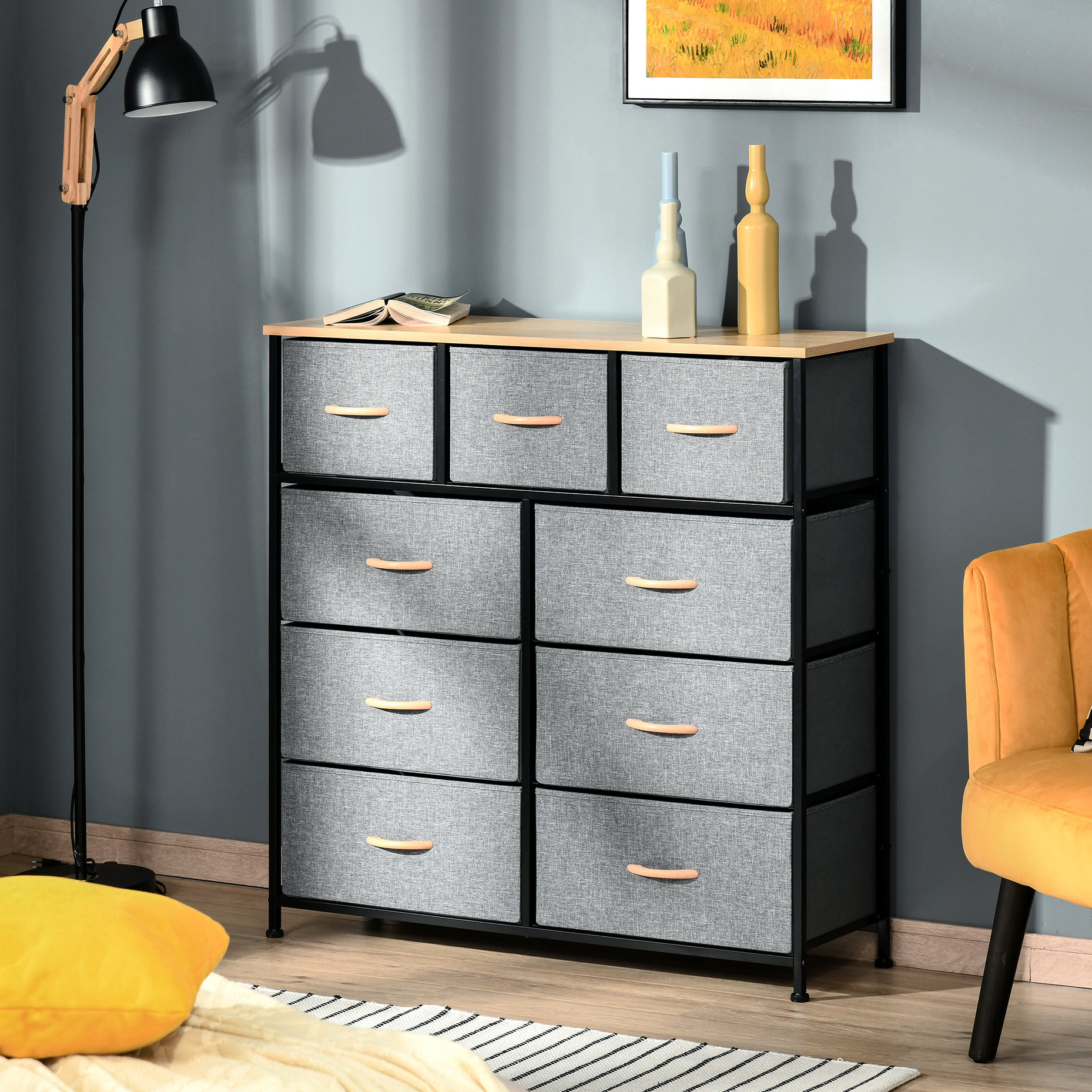 17 Stories Storage Chest With 9 Drawers. Keep Your Items Organized. Oak ...