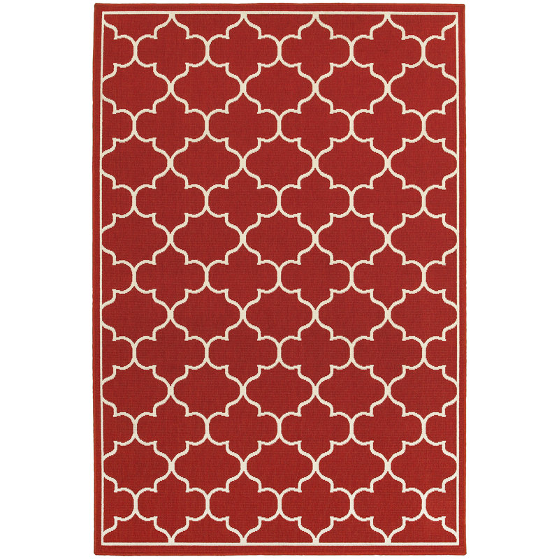 Lark Manor™ Russo Geometric Brick Red/Ivory Indoor/Outdoor Area Rug ...