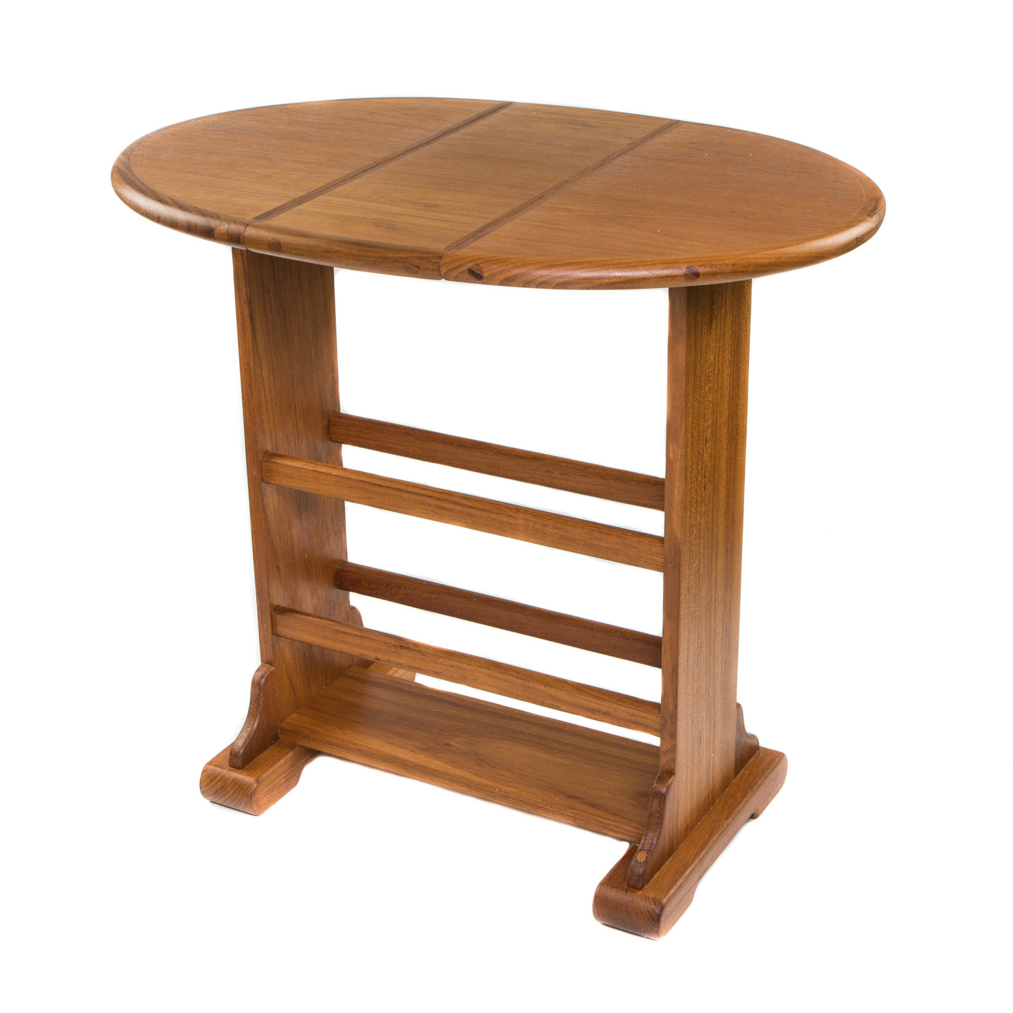 One Allium Way 21" Brown Solid Wood Oval Drop Leaf End Table | Wayfair