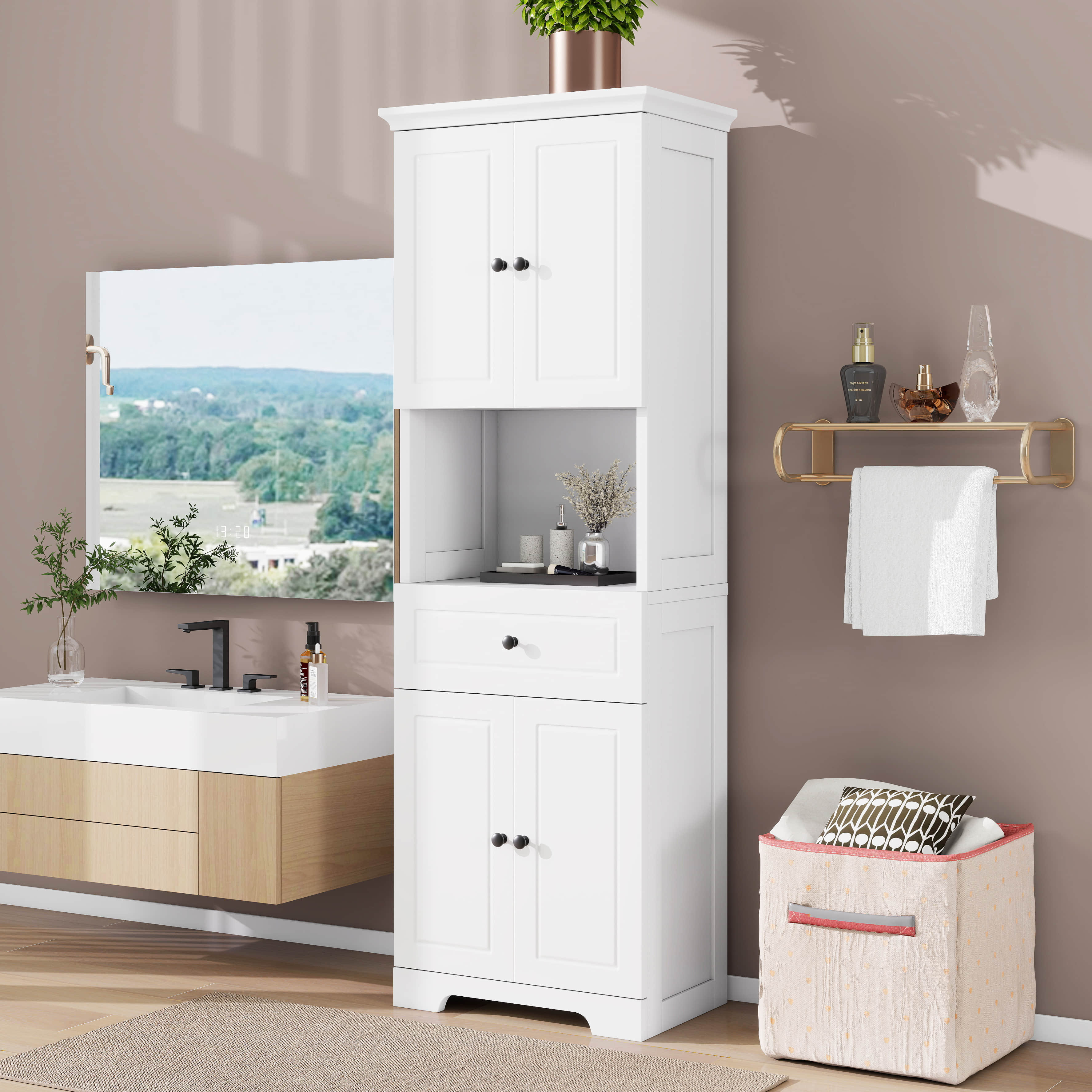 Red Barrel Studio® Tall Bathroom Storage Cabinets, Modern Storage ...