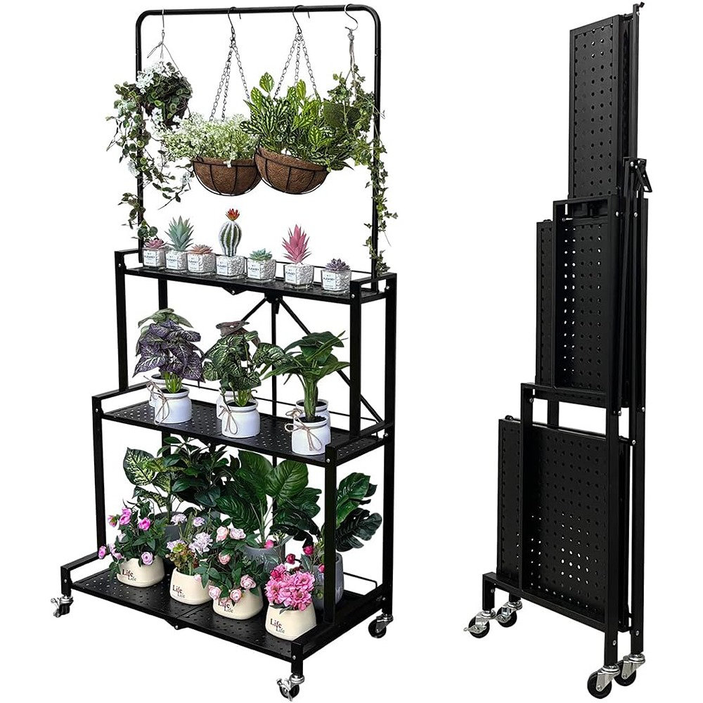 17 Stories Foldable 4-Tier Plant Stand Indoor Outdoor Hanging Plan ...