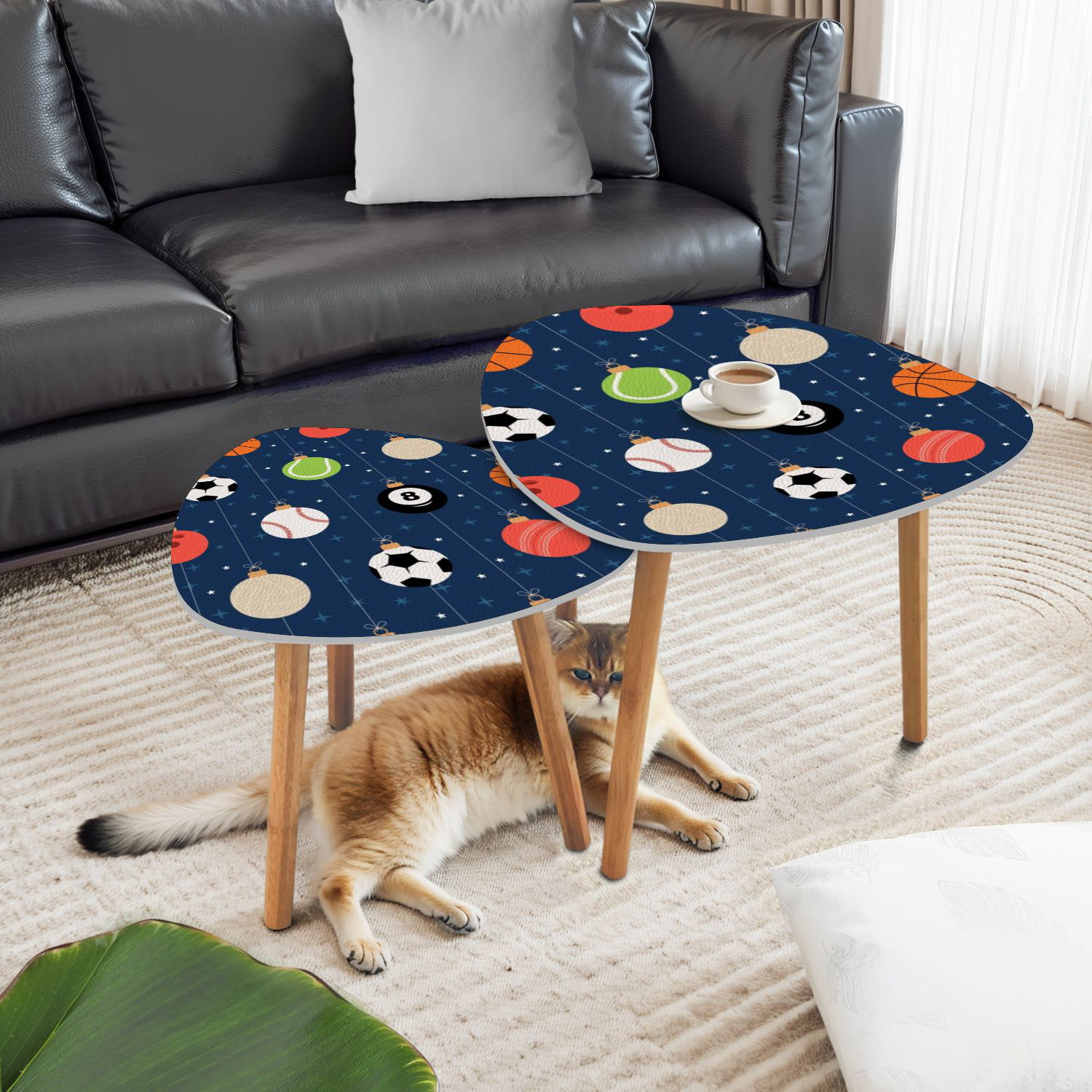 George Oliver Triangle Nesting Coffee Table Set of 2 Sport Christmas ...