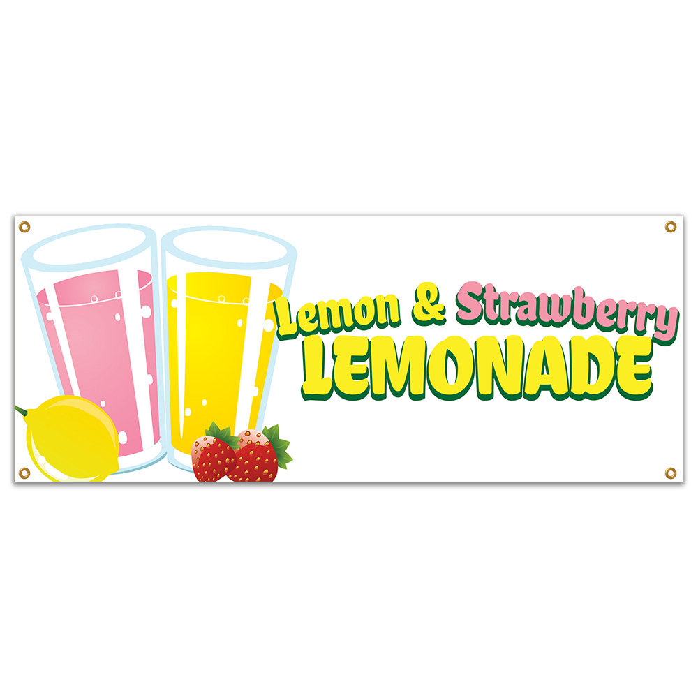 SignMission Lemon And Strawberry Lemonade Banner Concession Stand Food ...