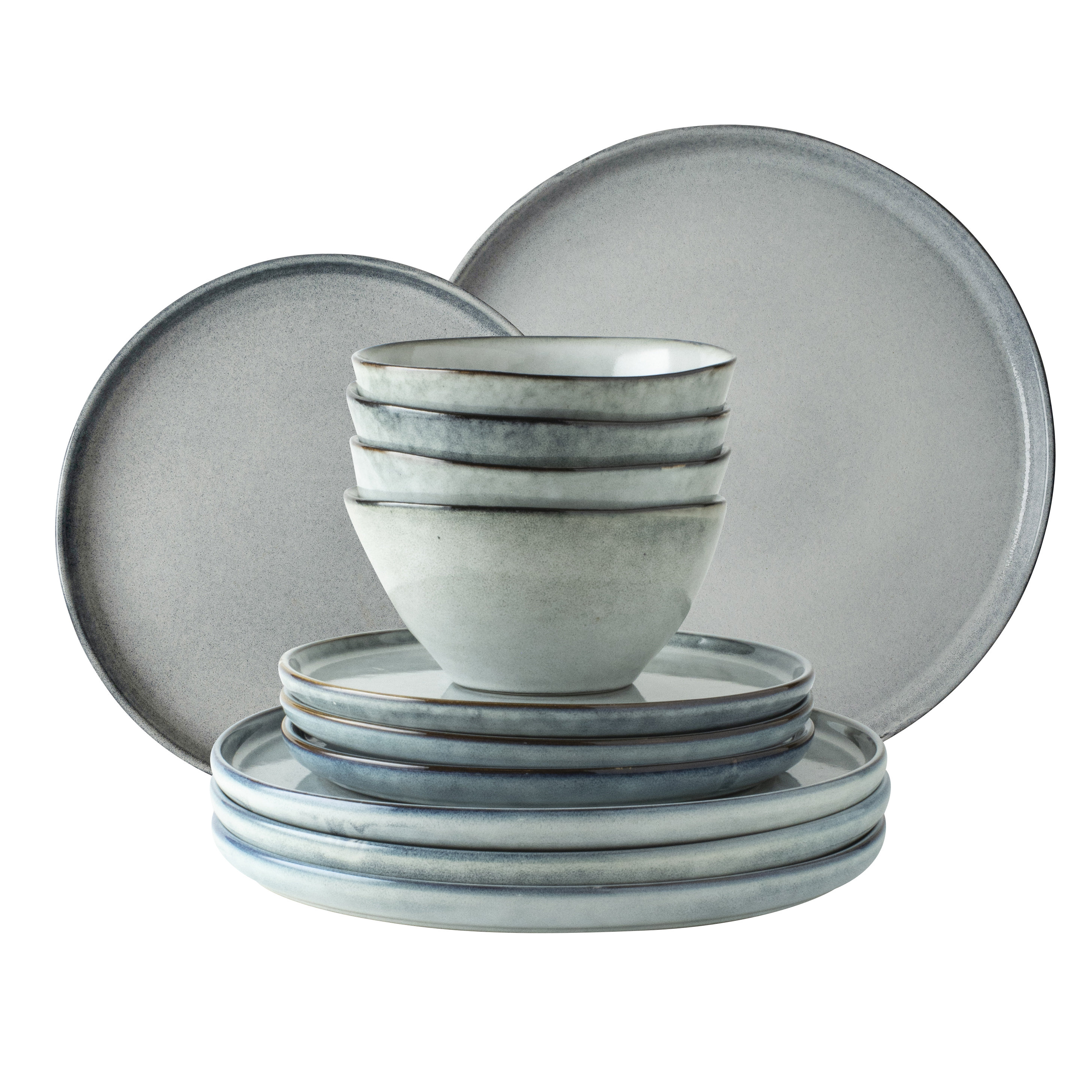 Dutch Rose Amsterdam Giftset 12 Piece Dinnerware Grey Serenity ...