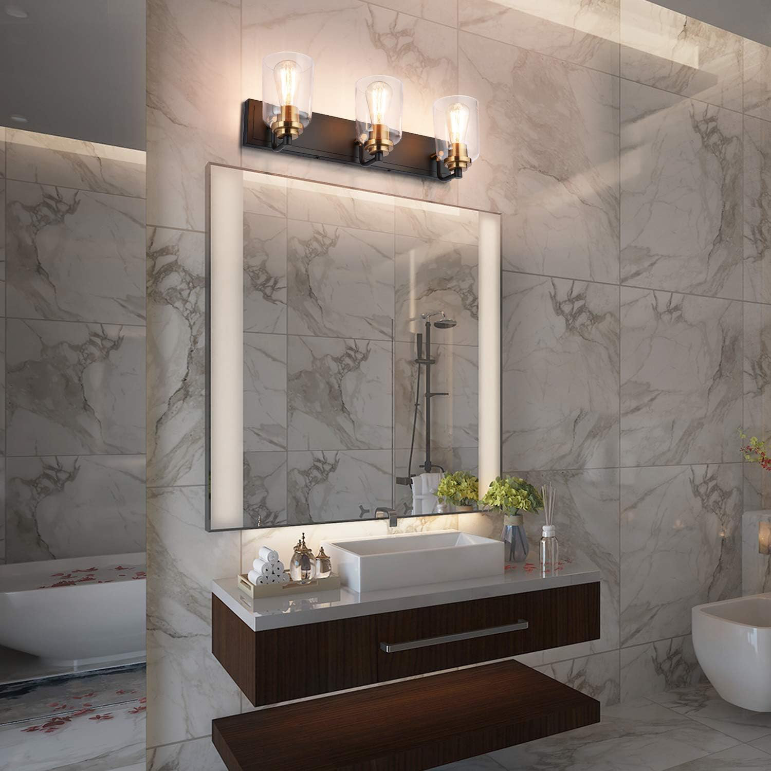 Hokku Designs Bathroom Vanity Light 3-Light Light fixtures for Bathroom ...