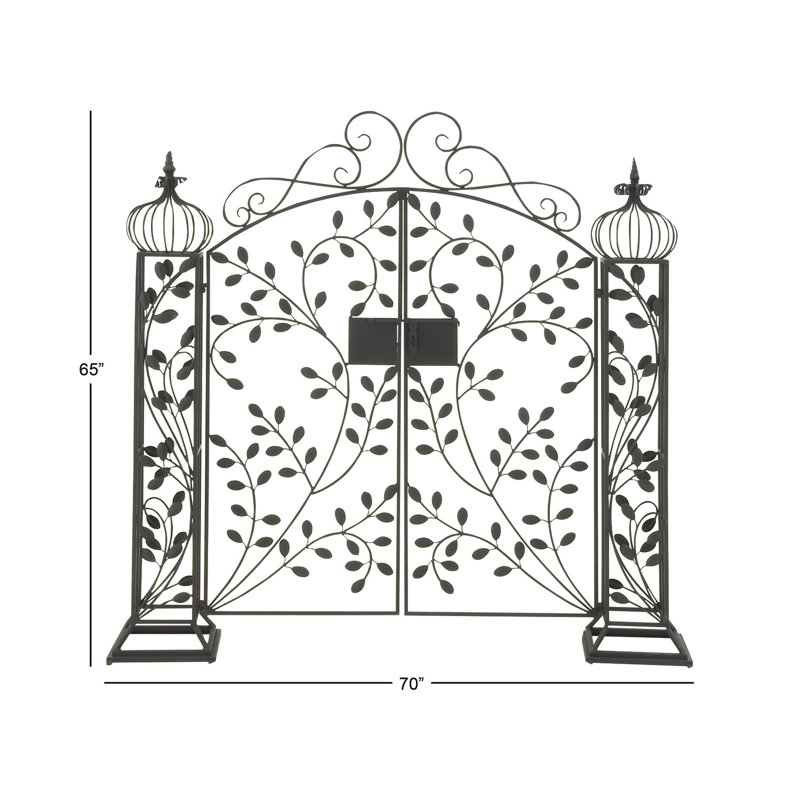 Astoria Grand Verduzco Metal Indoor Outdoor Scrollwork Arched Gate ...