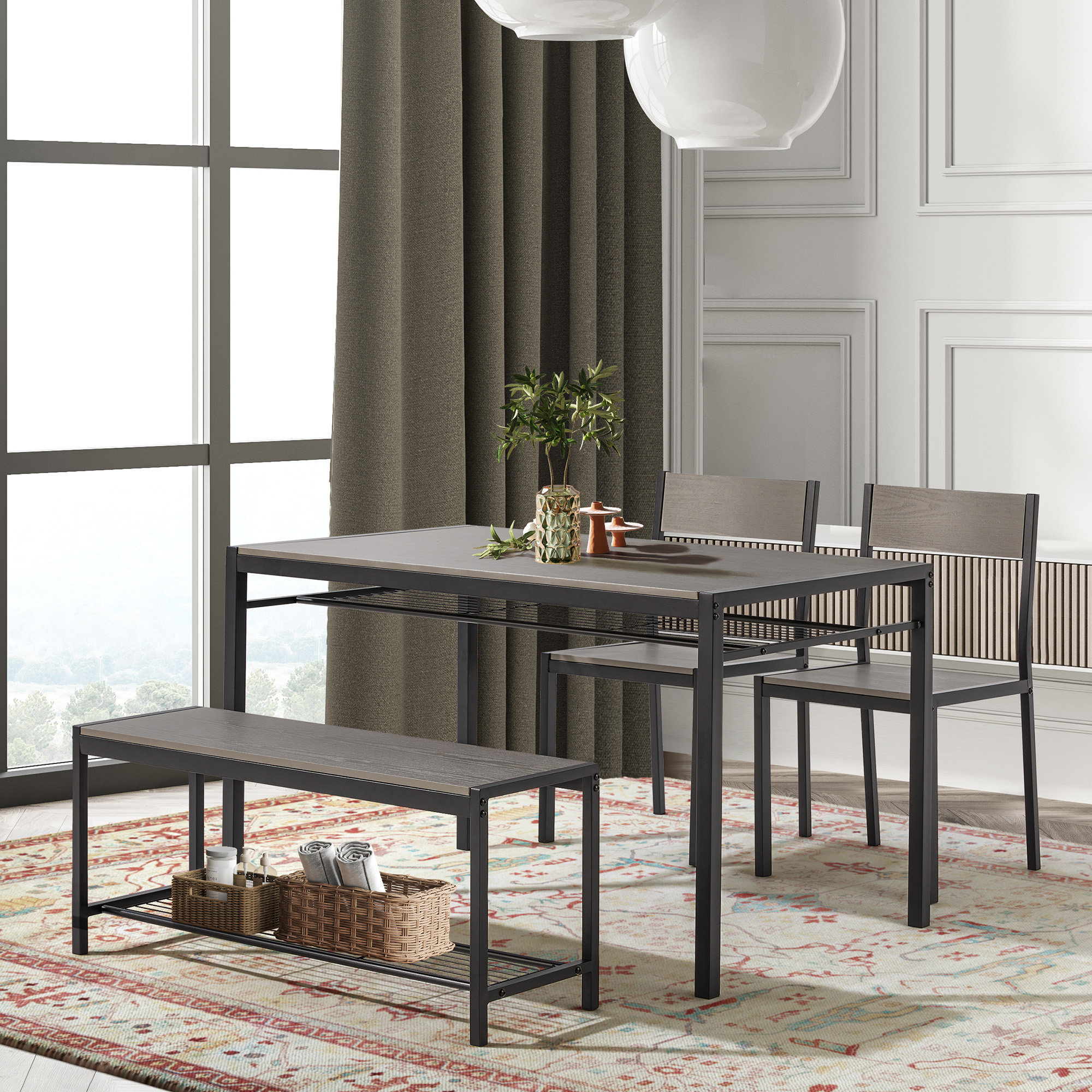 Ebern Designs 4 - Piece Dining Table Set, Kitchen Table With Bench And ...
