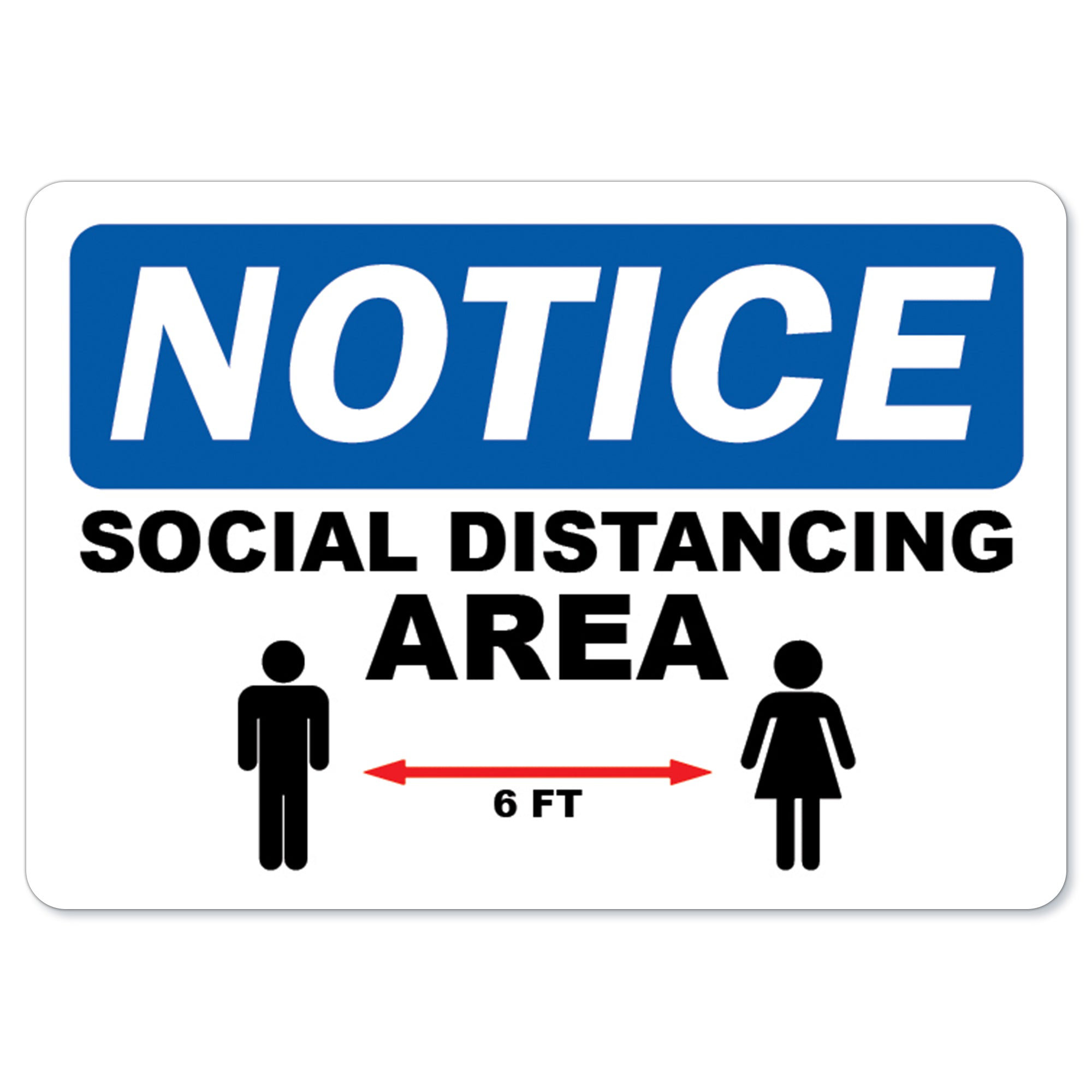SignMission OSHA Safety Notice Sign - Social Distancing Area | Heavy ...