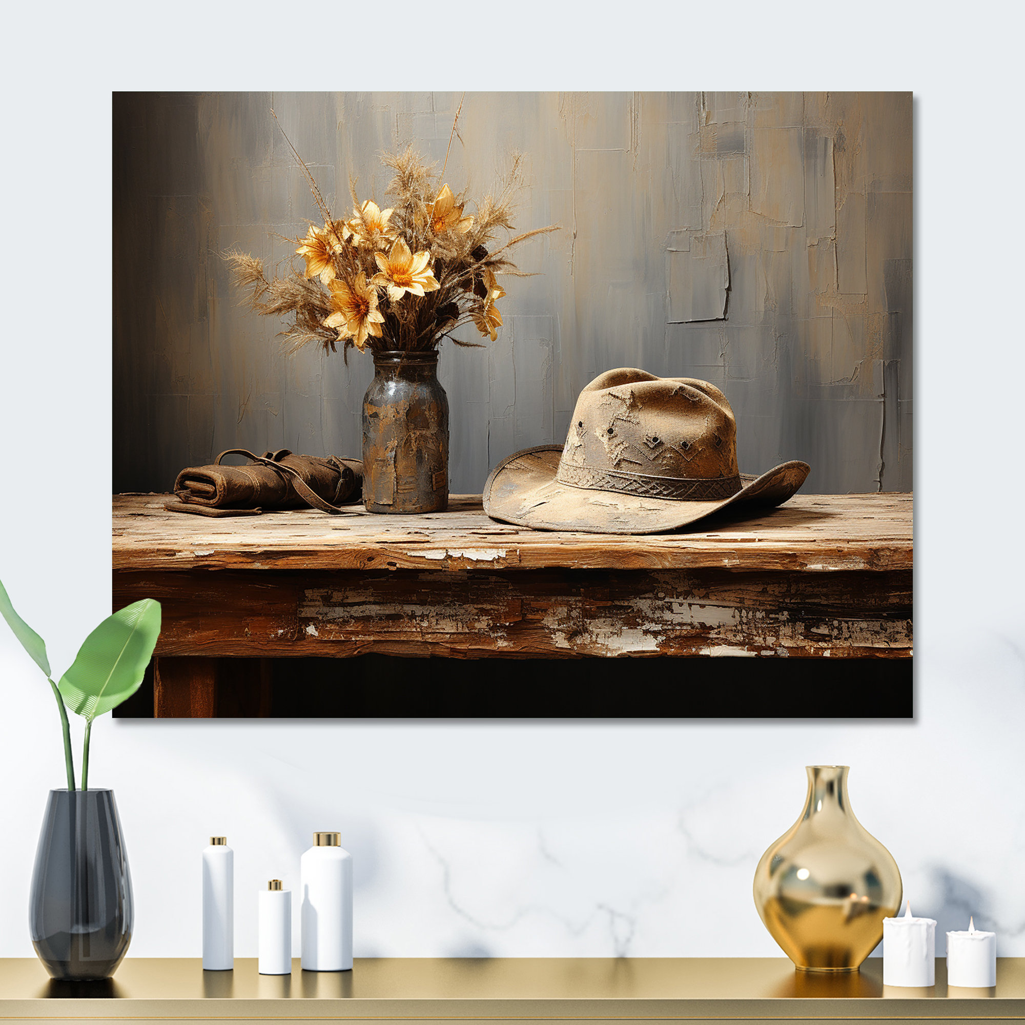 Winston Porter Minimalism Cowboy Hat - Cowboys Metal Wall Art MT133209 ...