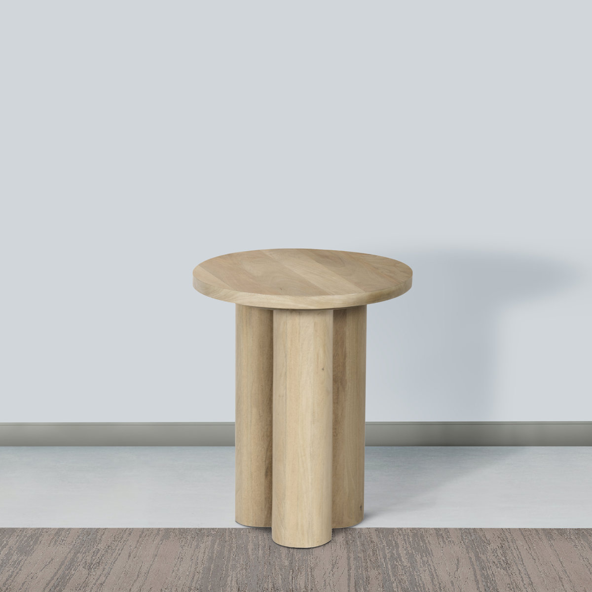 The Urban Port Hazel Side Table with 3 Pillar Legs, Handcrafted Natural ...