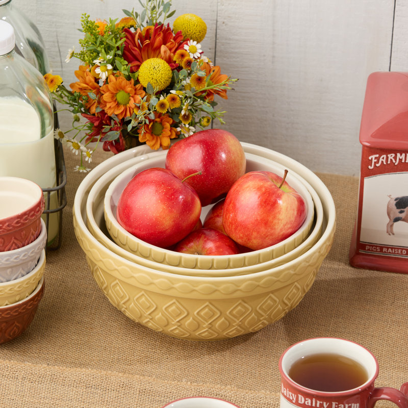 Certified International Vintage Farm Stoneware Set of 3 Mixing Bowl ...
