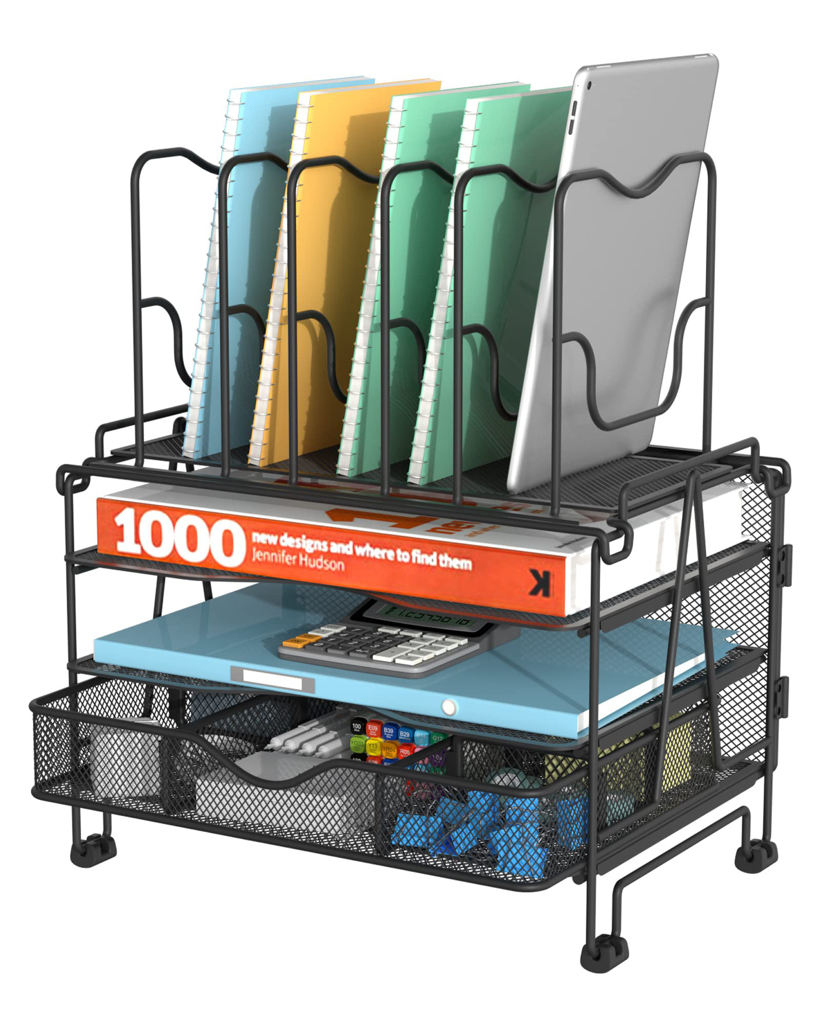 17 Stories Mesh Desk Organizer, 3-In-1 Desktop Organizer With 3 Tier ...