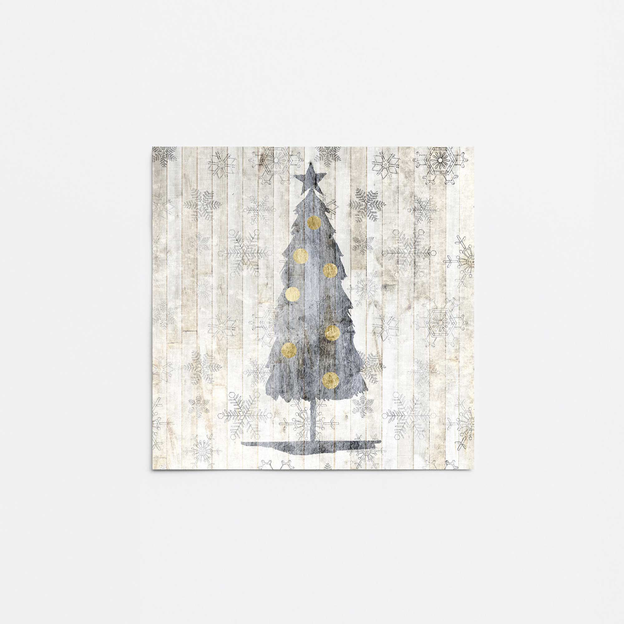 Dovecove 12" x 12" Rustic Silver Christmas Tree Print in a Brushed Gold ...