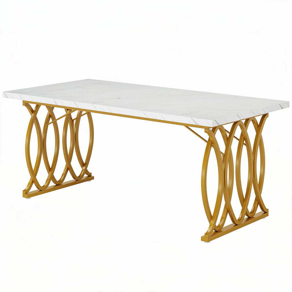 Mercer41 Dining Table White Gold Kitchen Table for 4-6 People | Wayfair