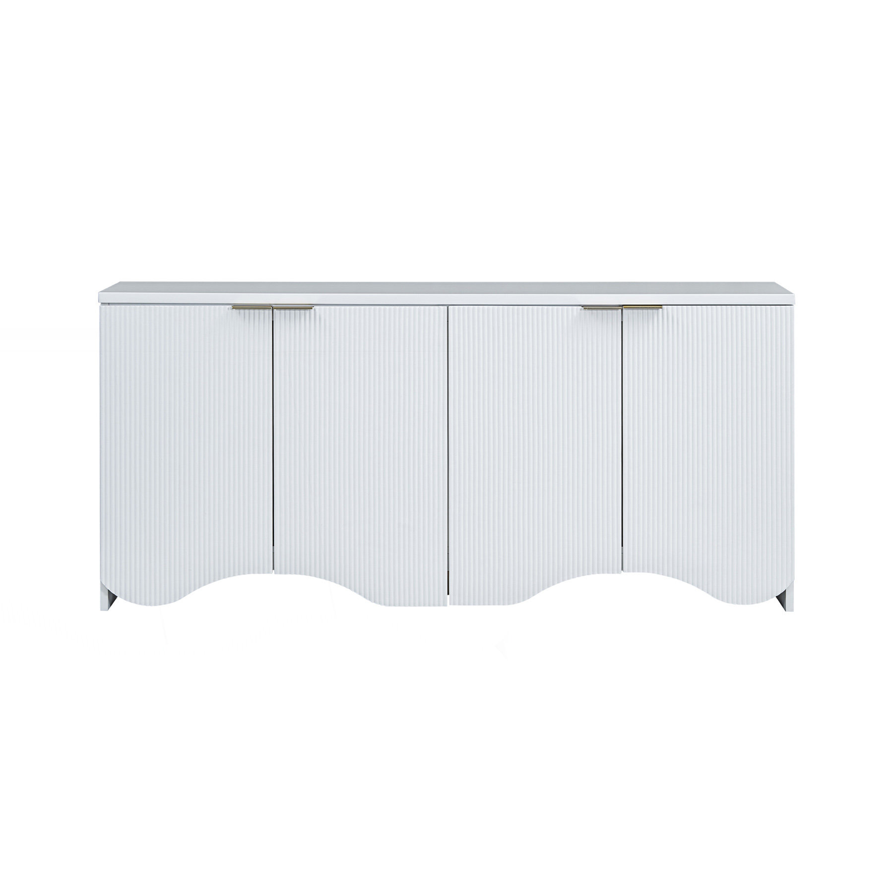 Ebern Designs Modern Vertical Stripes And Wavy Design Four-Door Cabinet ...