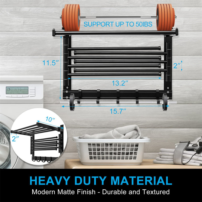 Rebrilliant Wall-Mounted Drying Rack | Wayfair