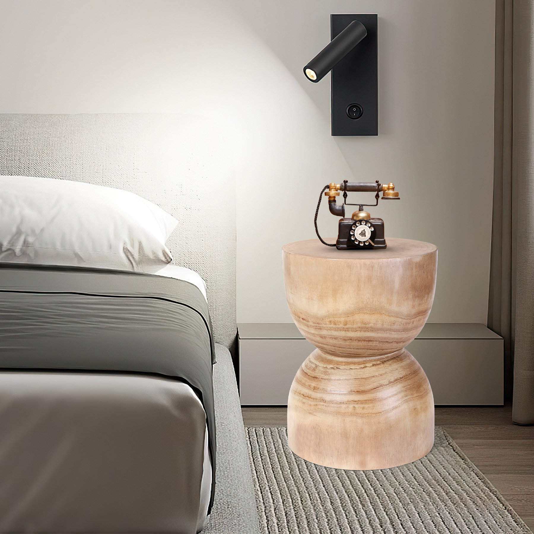 Union Rustic Solid Wooden Side Table, Wooden Stump Side Table, Natural ...