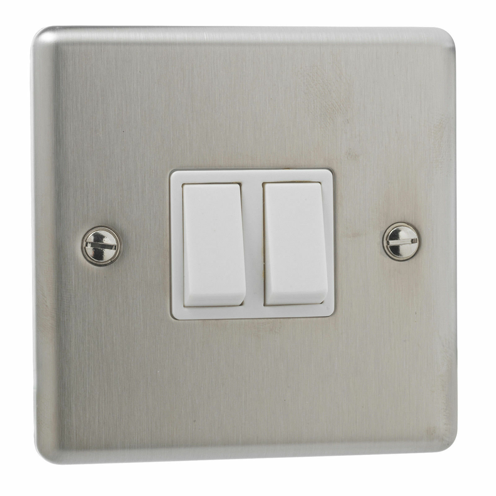 Symple Stuff Stainless Steel 10A Double Gang Toggle Light Switch ...