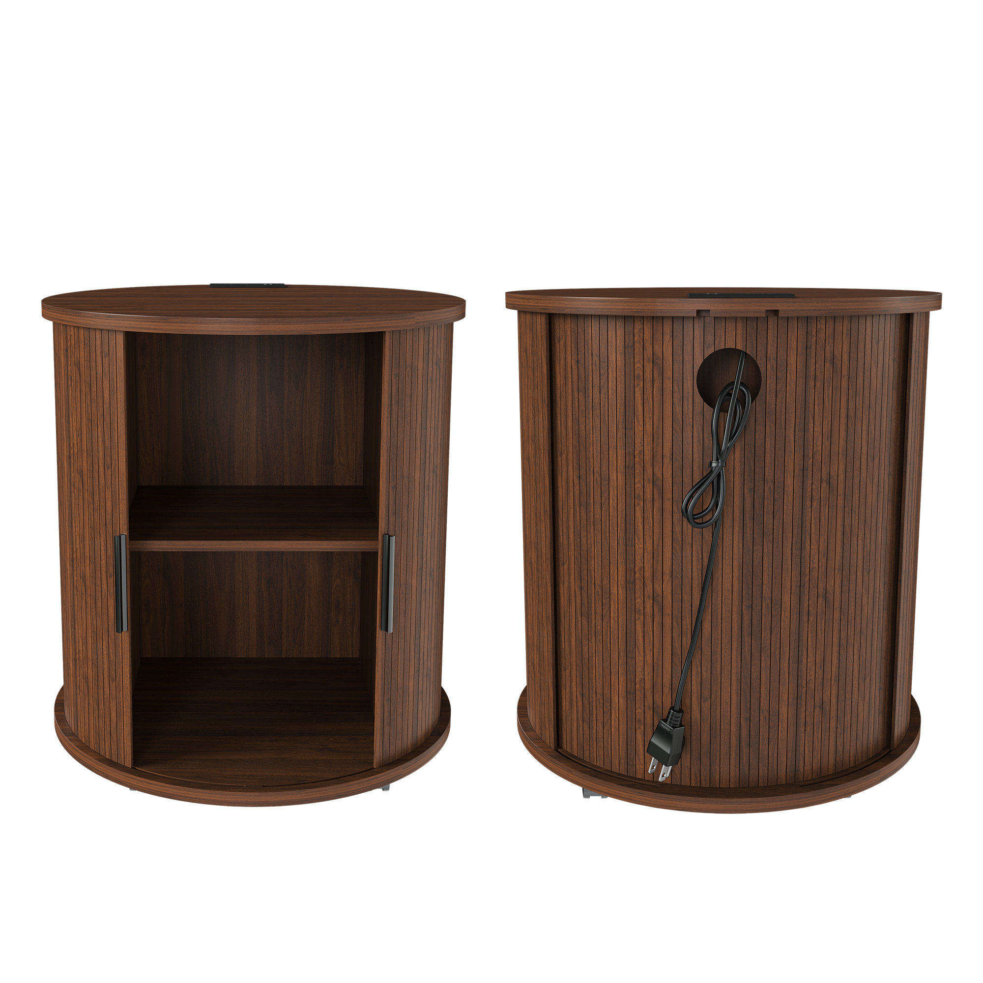 George Oliver Set of 2 Mid-Century Modern Cylinder End Tables with ...