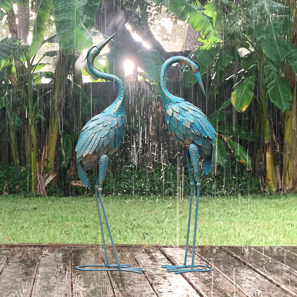 Bayou Breeze Haraway 2 Pieces Garden Crane Statue Set & Reviews | Wayfair