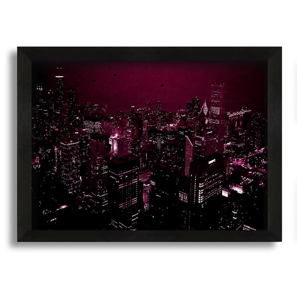 Ebern Designs Purple City - Single Picture Frame Print on Canvas ...