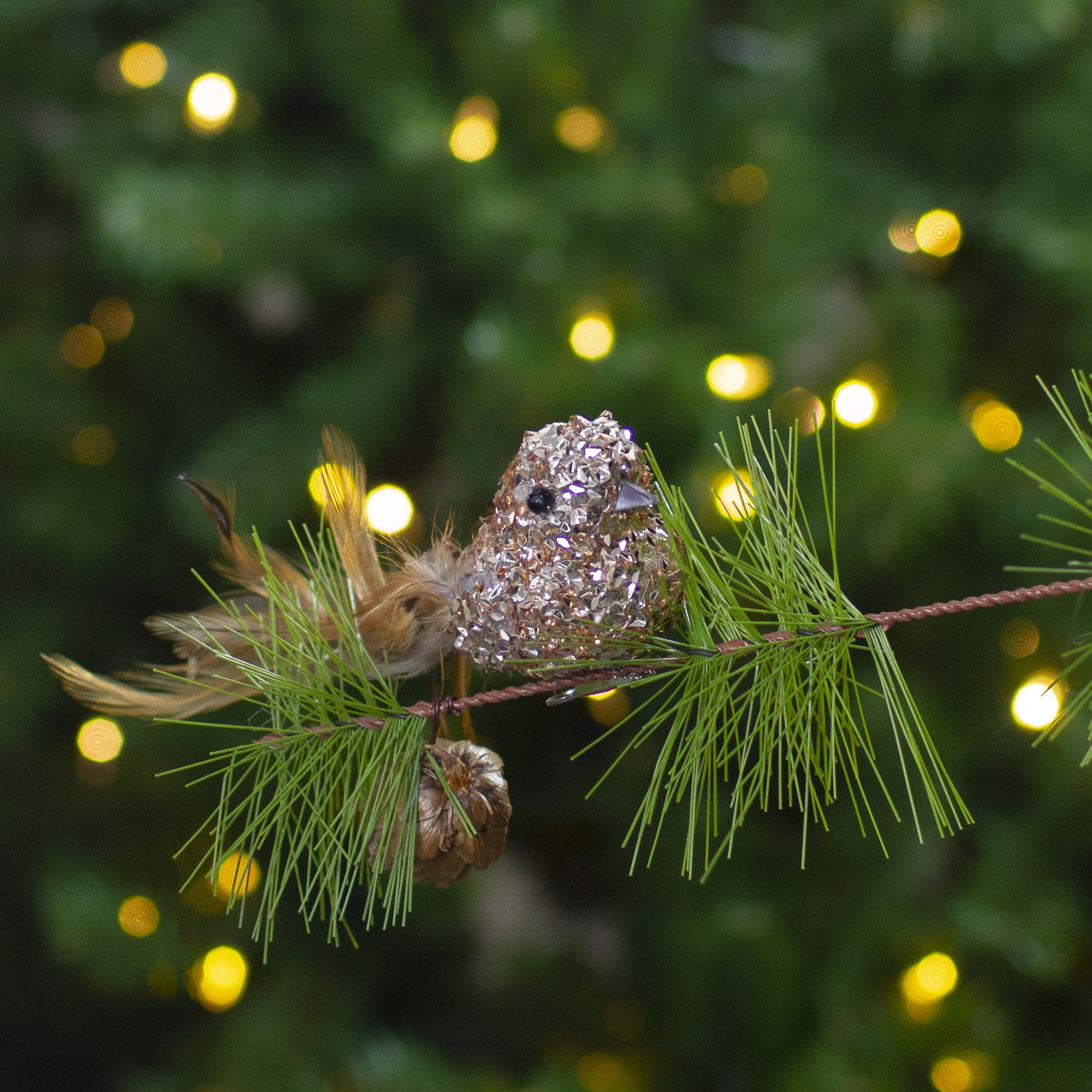 Northlight Seasonal 4.75" Champagne Gold Beaded Bird with Clip and ...