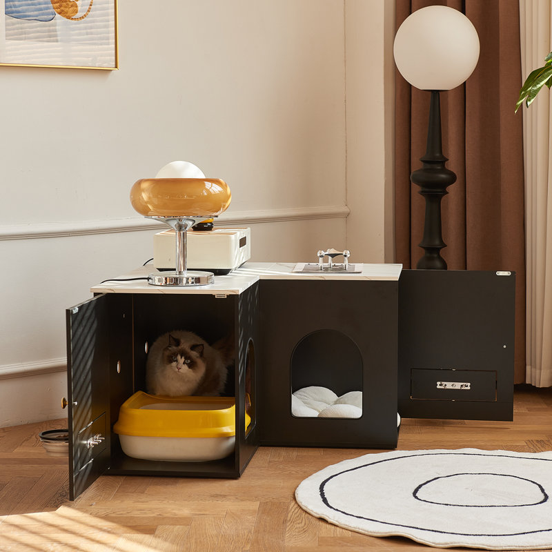 Tucker Murphy Pet™ Corner Litter Box Cabinet & Double Litter Box ...