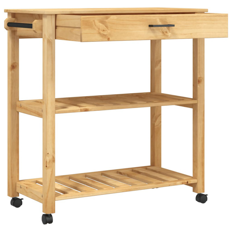 Winston Porter Rafsan Rolling Kitchen Cart with Solid Wood Top | Wayfair