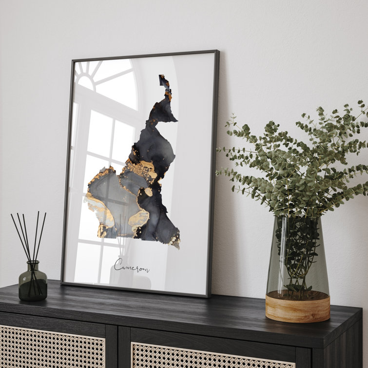 Fairmont Park Congo Map Black & Gold Wall Art Decor | Wayfair.co.uk