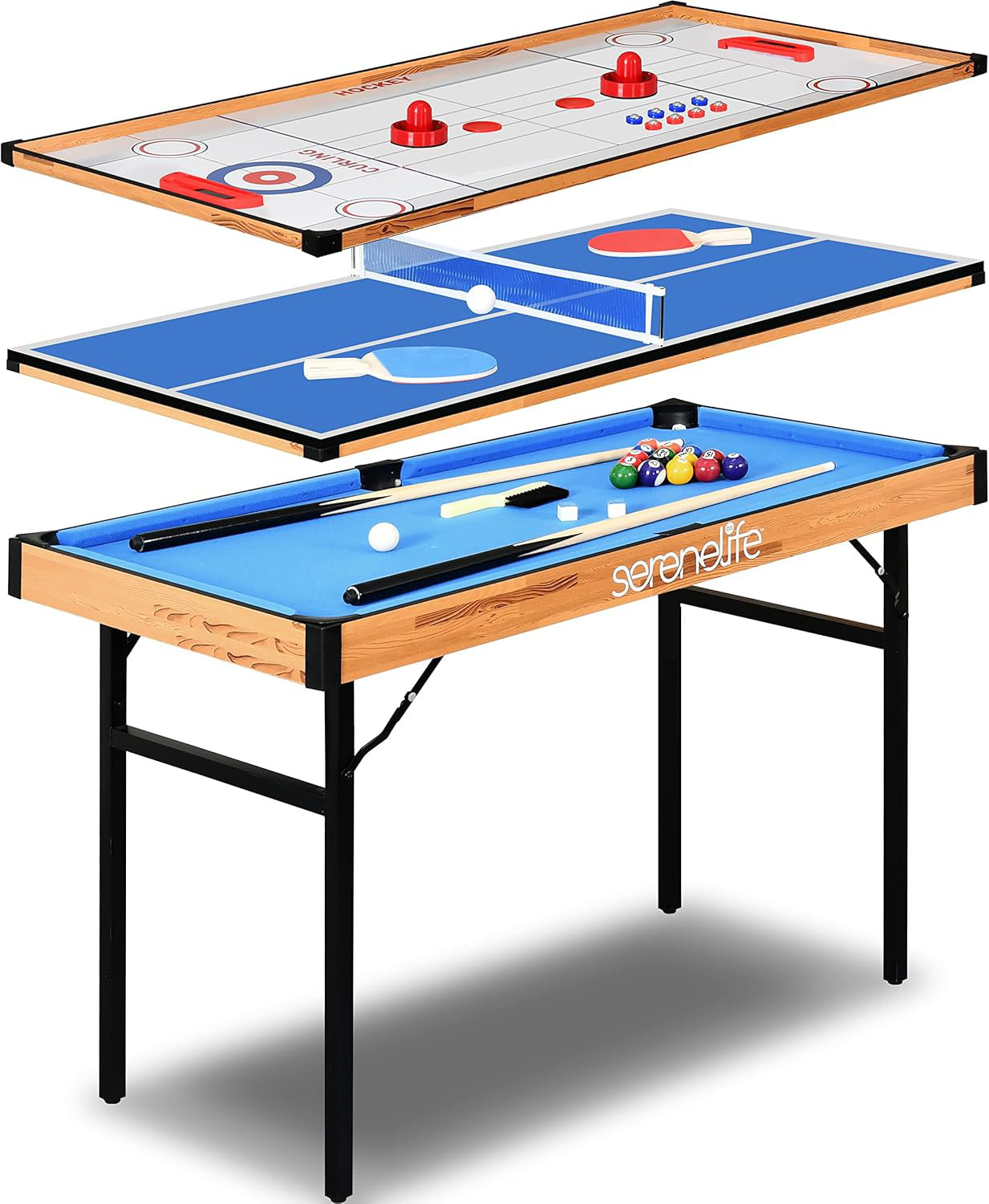 SHANXIQIANNA 4 in 1 Multi Game Table, 4’x2’ Folding Portable Sports ...