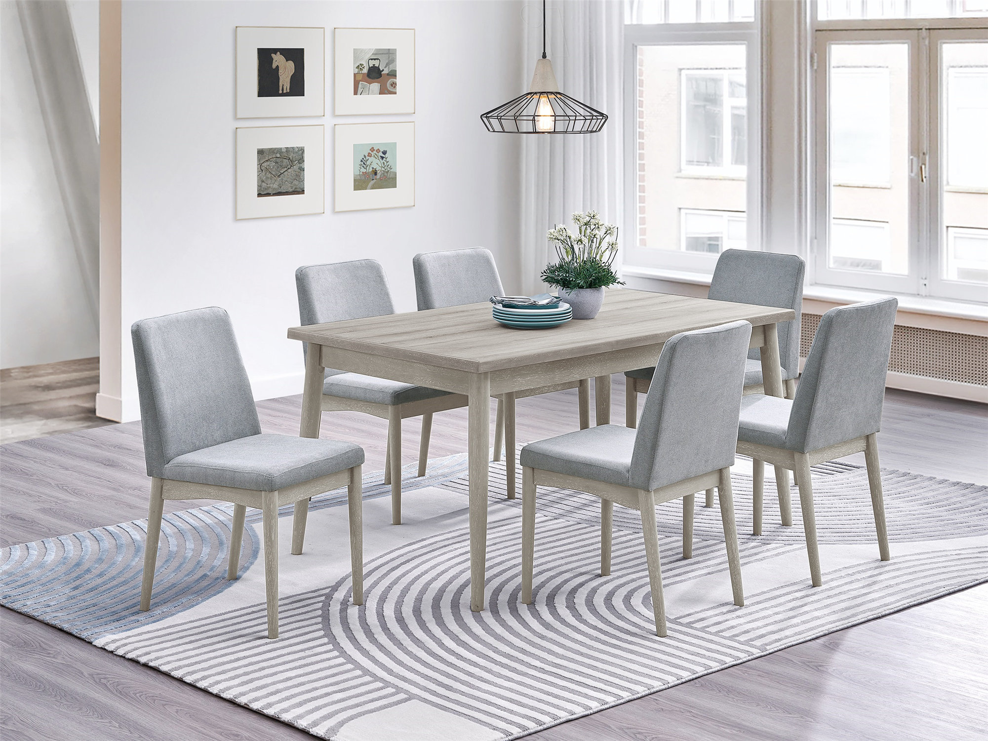 Corrigan Studio® Dining Table Set, Rectangle Dining Table And Six ...