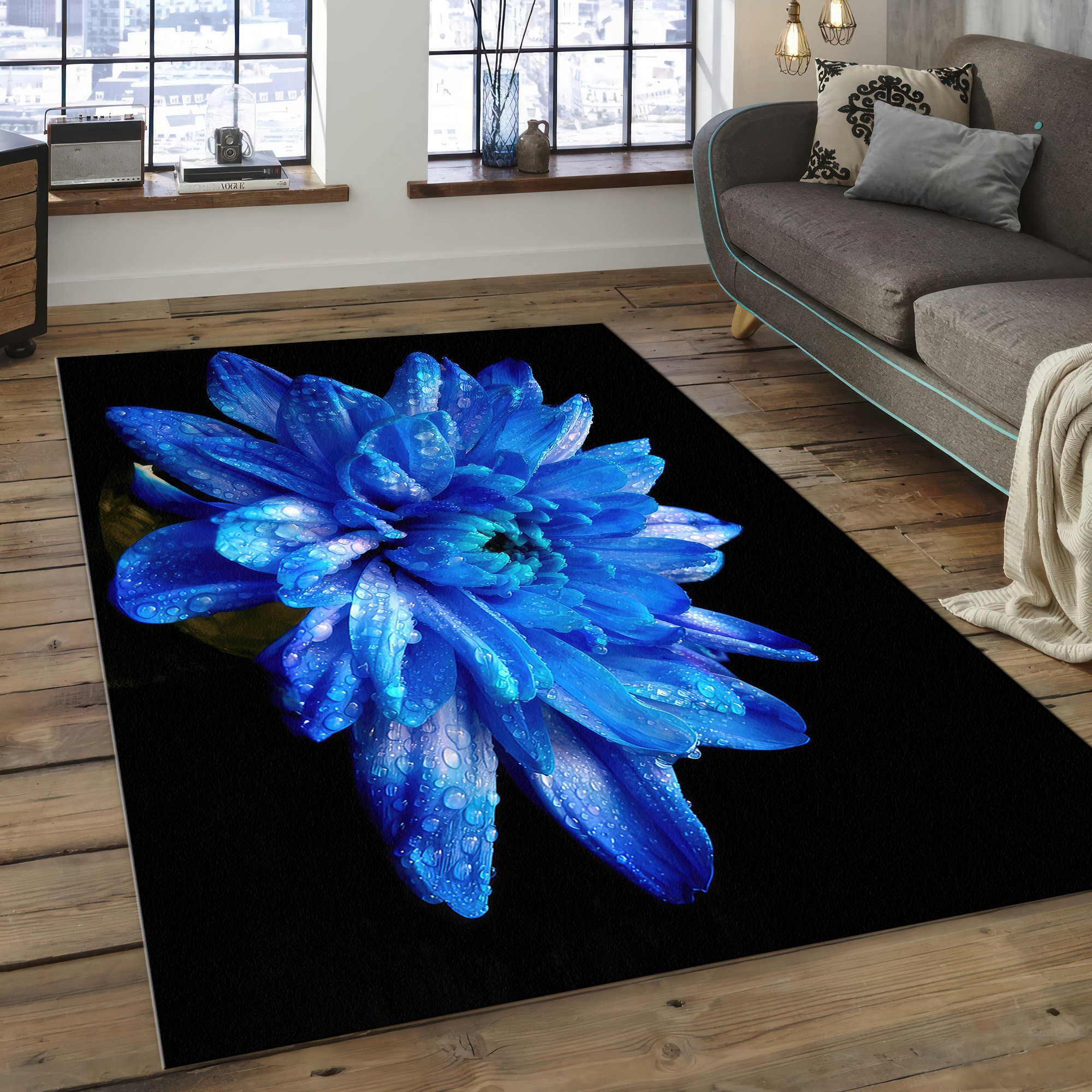 kayra export Chic Non-Woven Thin Printed Rug with Intricate Floral ...