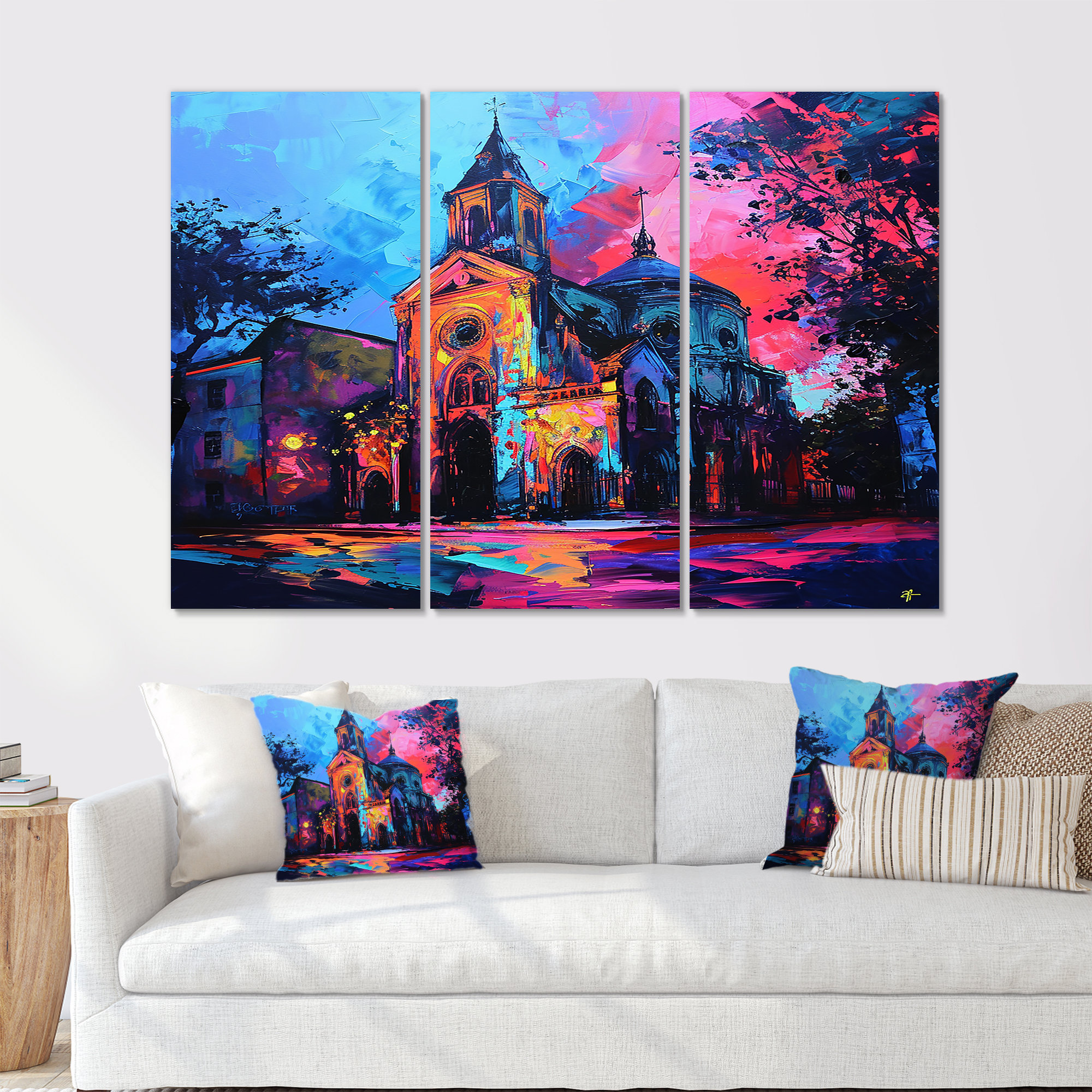 Design Art Paris Cathedral Magical Sunset - City Paris Wall Art Decor ...