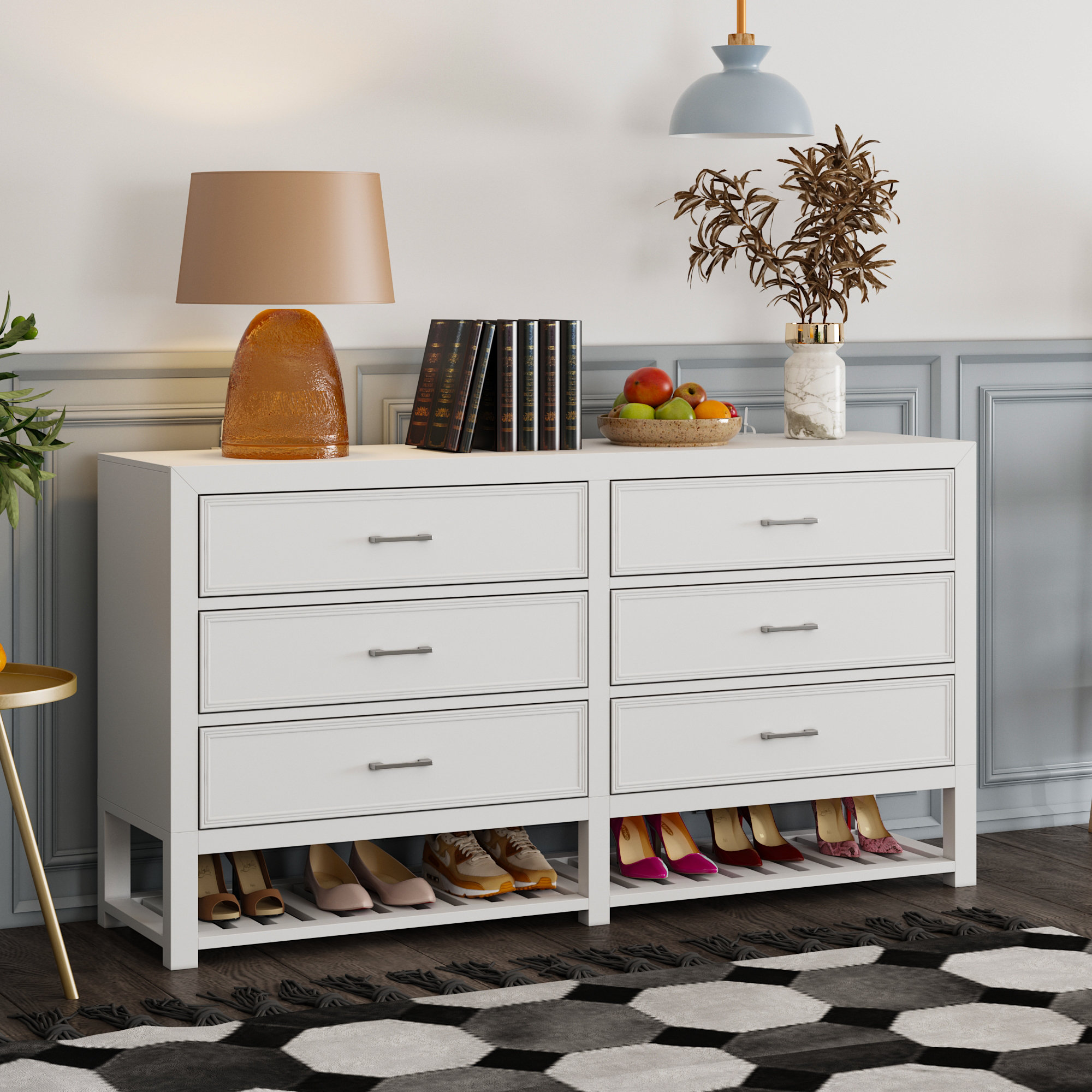 Latitude Run® 6-Drawer Entryway Console Table With Shoe Storage | Wayfair
