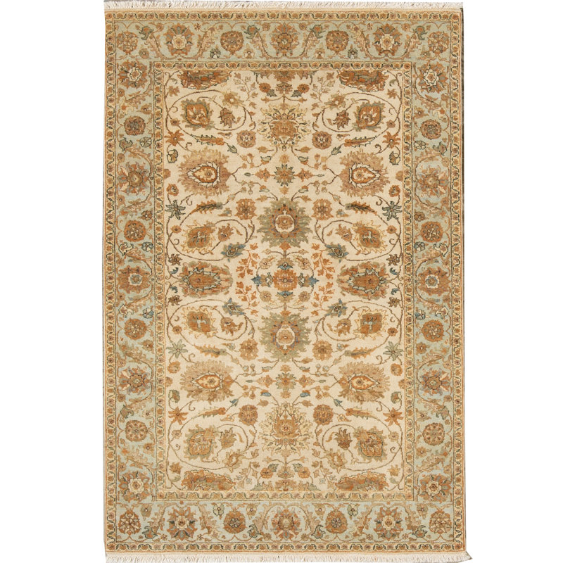 Bokara Rug Co., Inc. Hand-Knotted High-Quality Cream and Light Blue ...