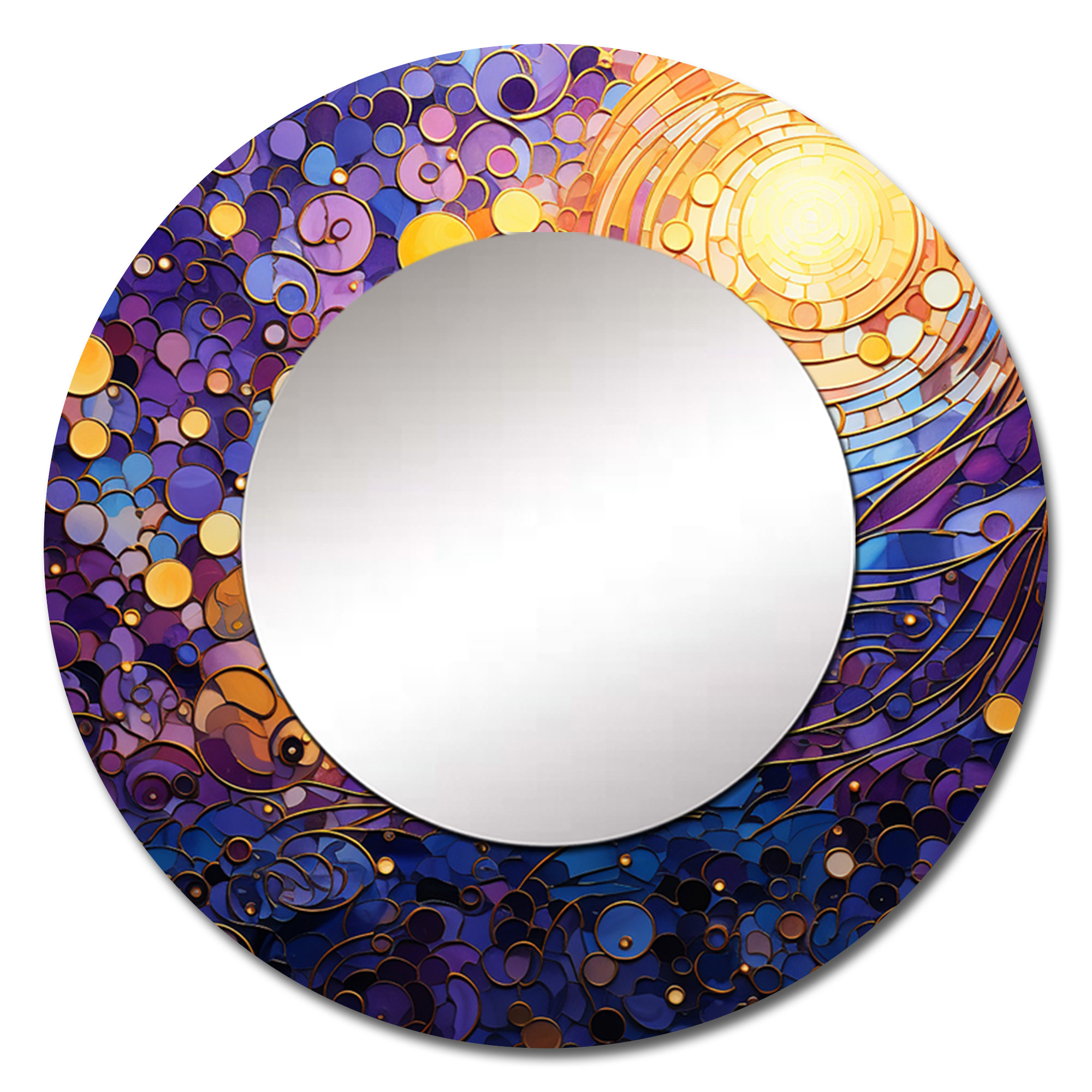 Design Art Mystic Mosaic I - Abstract Collages Large Round Mirror | Wayfair