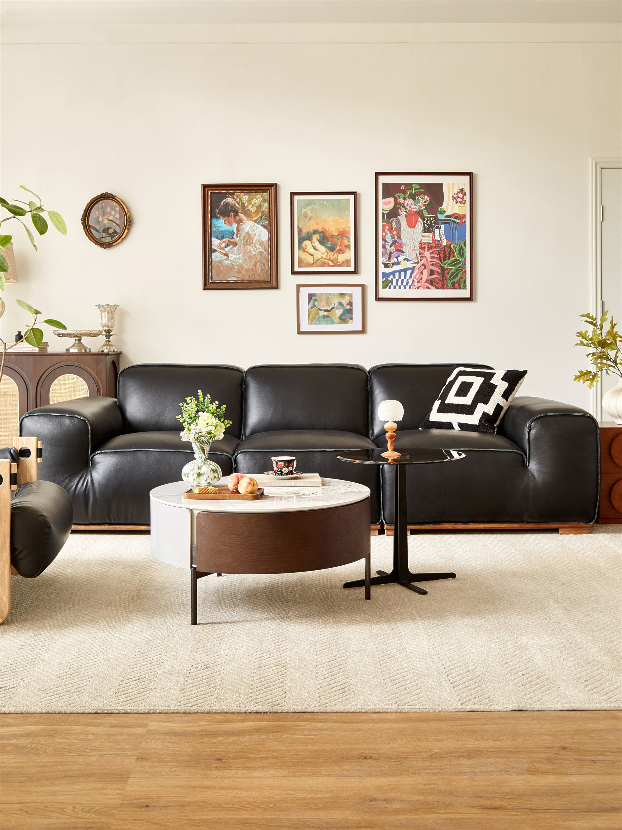 Latitude Run® Modern Round White & Reall Wood Colour Coffee Table With ...