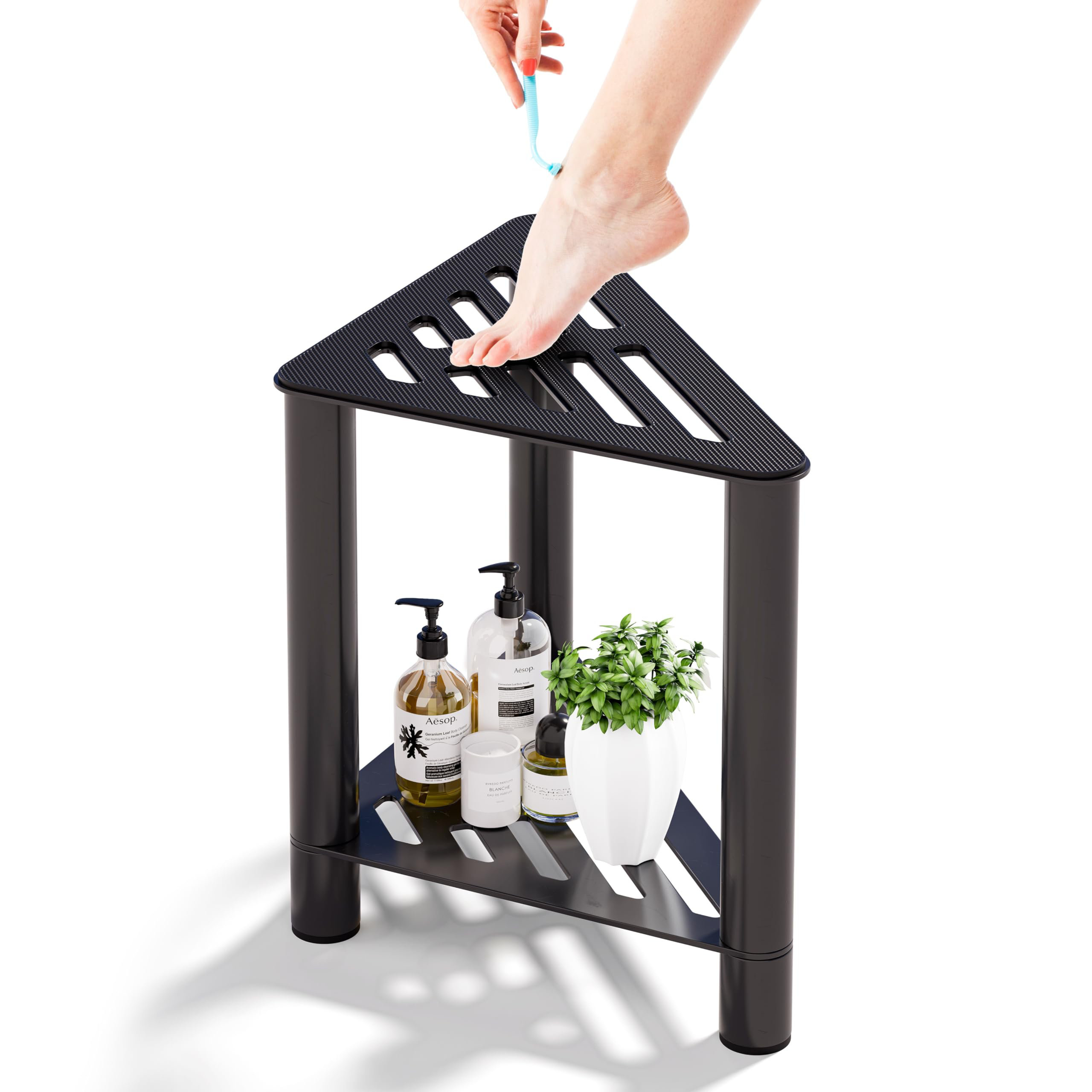 Latitude Run® Shower Bench, Corner Shower Bench, Shower Shaving Foot ...