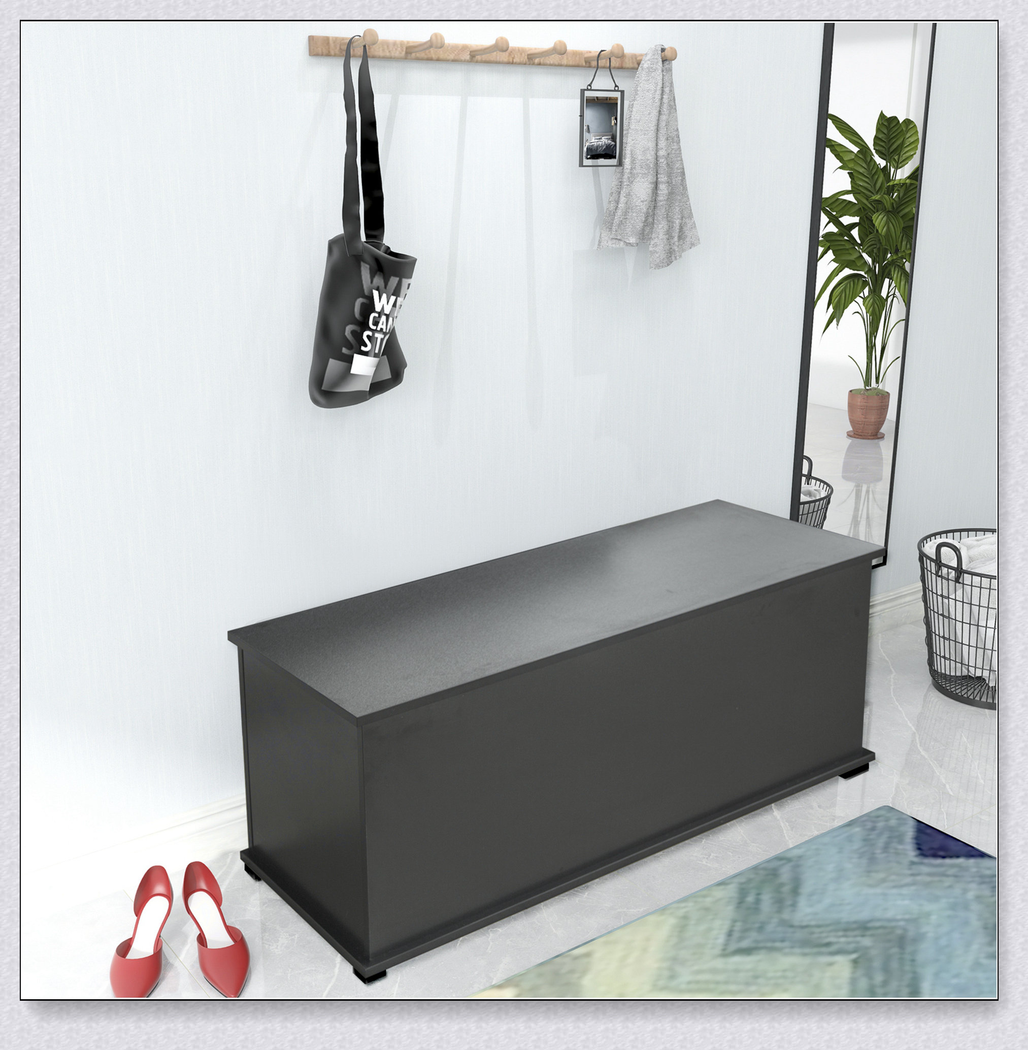 Ebern Designs Storage Chest Trunk, Lift Top Wood Box for Toys Entryway ...