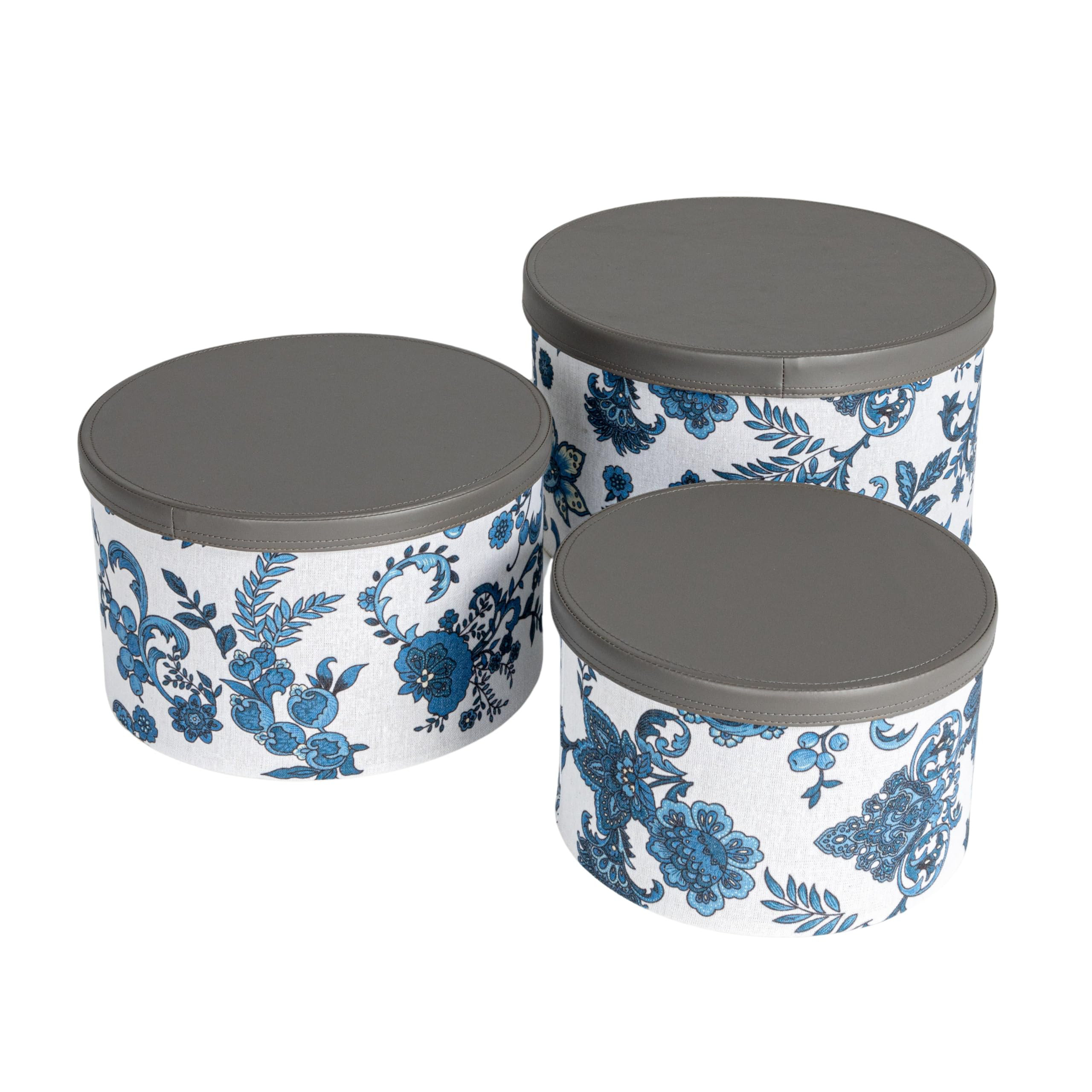 Canora Grey 3 Piece Hat Box Set with Faux Leather Lids | Wayfair