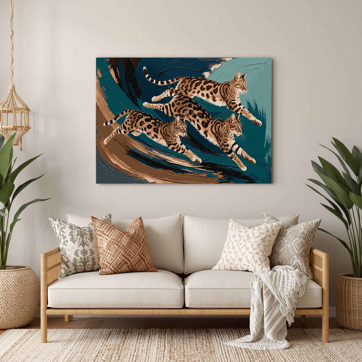 Hokku Designs Cats California Spangled Gray Metal Wall Art | Wayfair