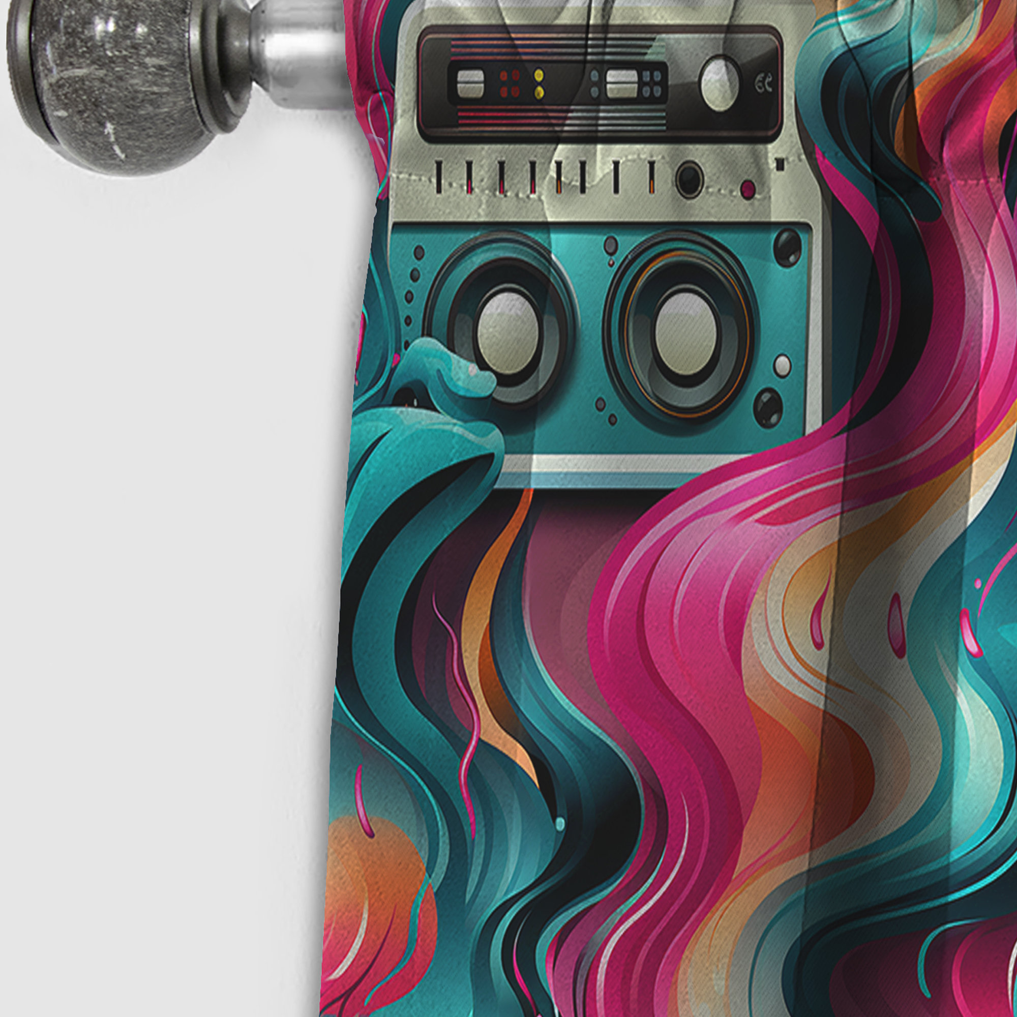 Design Art Popart Retro Radio Waves - Abstract Curtain - Blackout ...